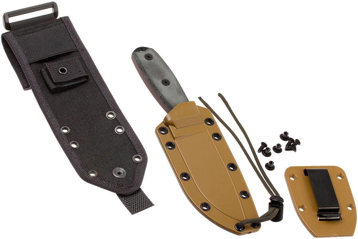 ESEE Model 4 black blade, grey handle 4P-MB avec étui coyote + clip et ...