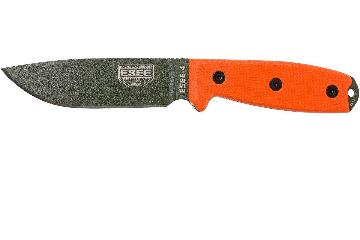 ESEE Model 4 OD blade, orange handle 4P-OD with sheath + clip ...