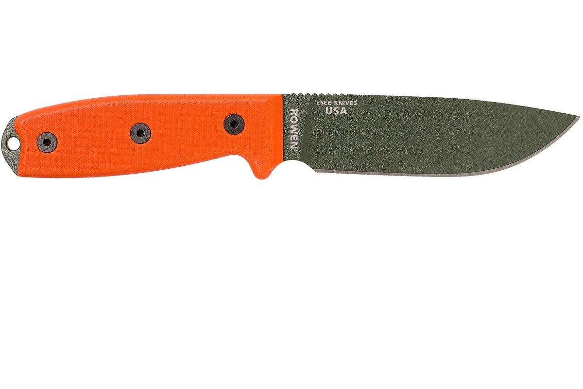 ESEE Model 4 OD blade, orange handle 4P-OD with sheath + clip ...