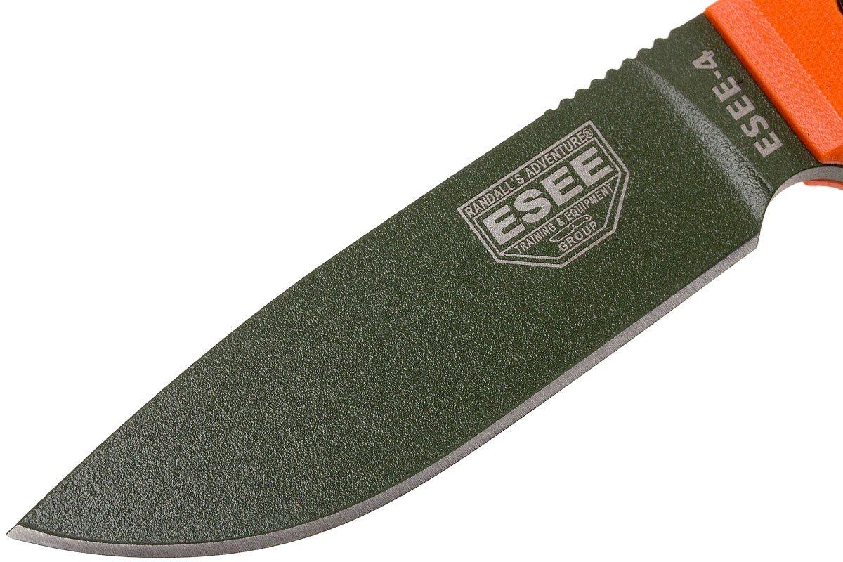 ESEE Model 4 OD blade, orange handle 4P-OD with sheath + clip ...