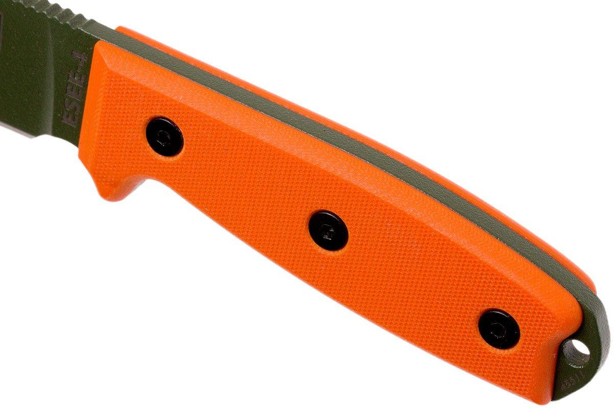 ESEE Model 4 OD blade, orange handle 4P-OD with sheath + clip ...