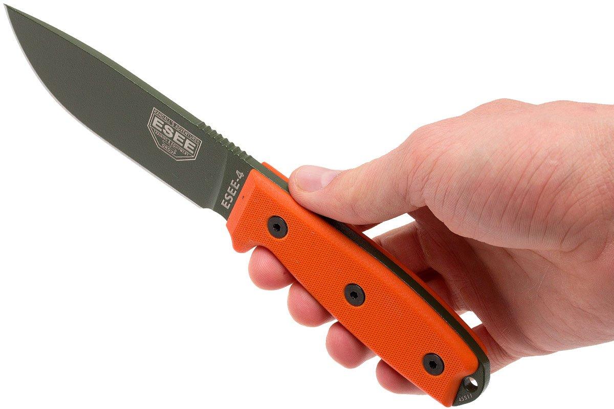 ESEE Model 4 OD blade, Orange Handle 4P-OD con funda + clip | Compras ...