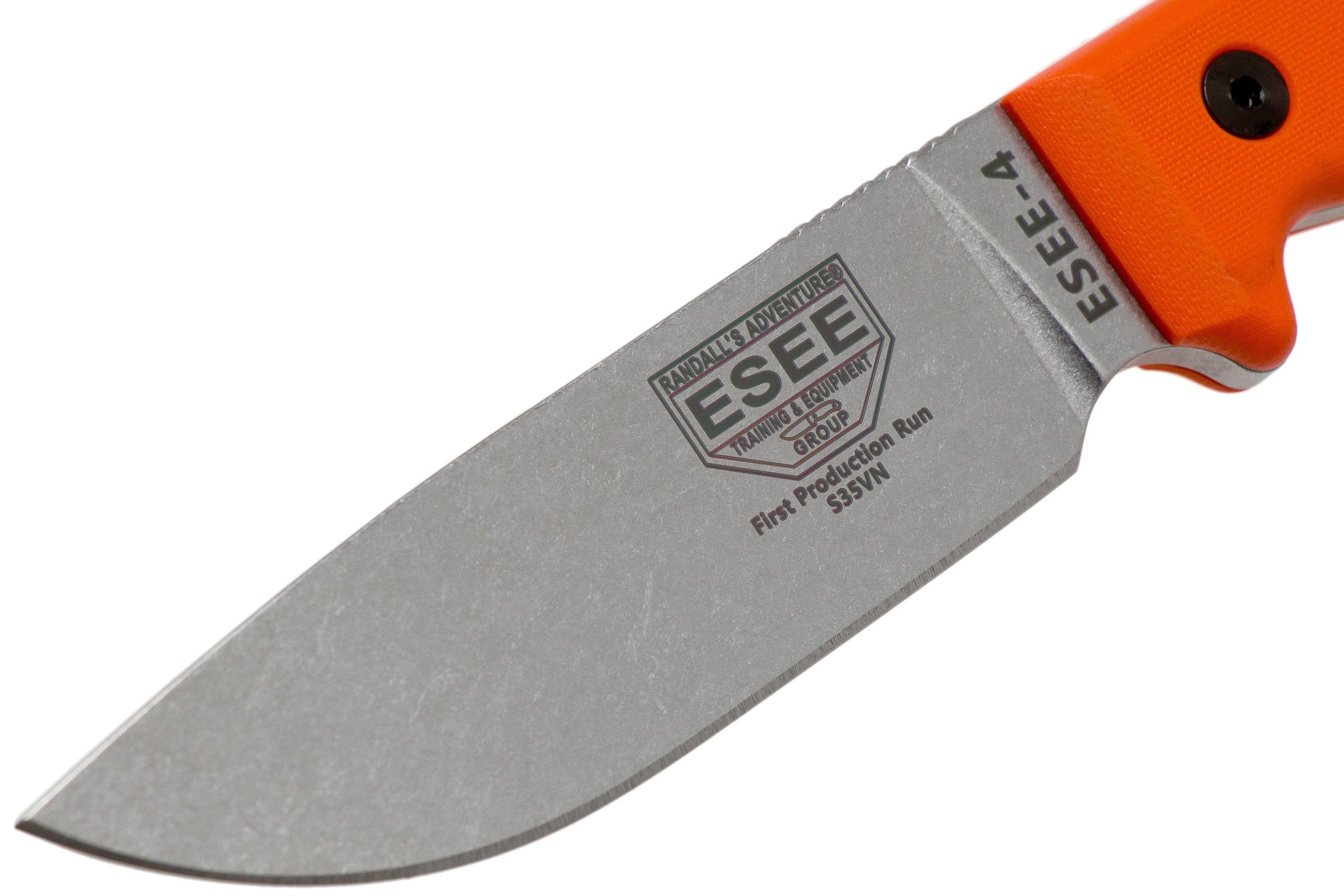 ESEE Model 4 Plain Edge S35VN, Orange G10 Handle 4P35V-OR with sheath ...