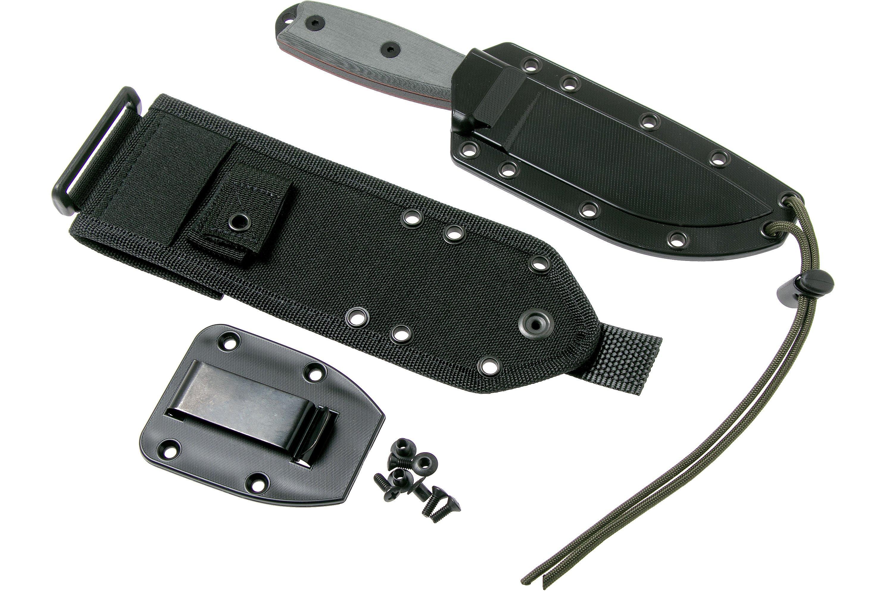 ESEE Model 4 serrated blade, grey handle 4S-MB-B with black sheath ...