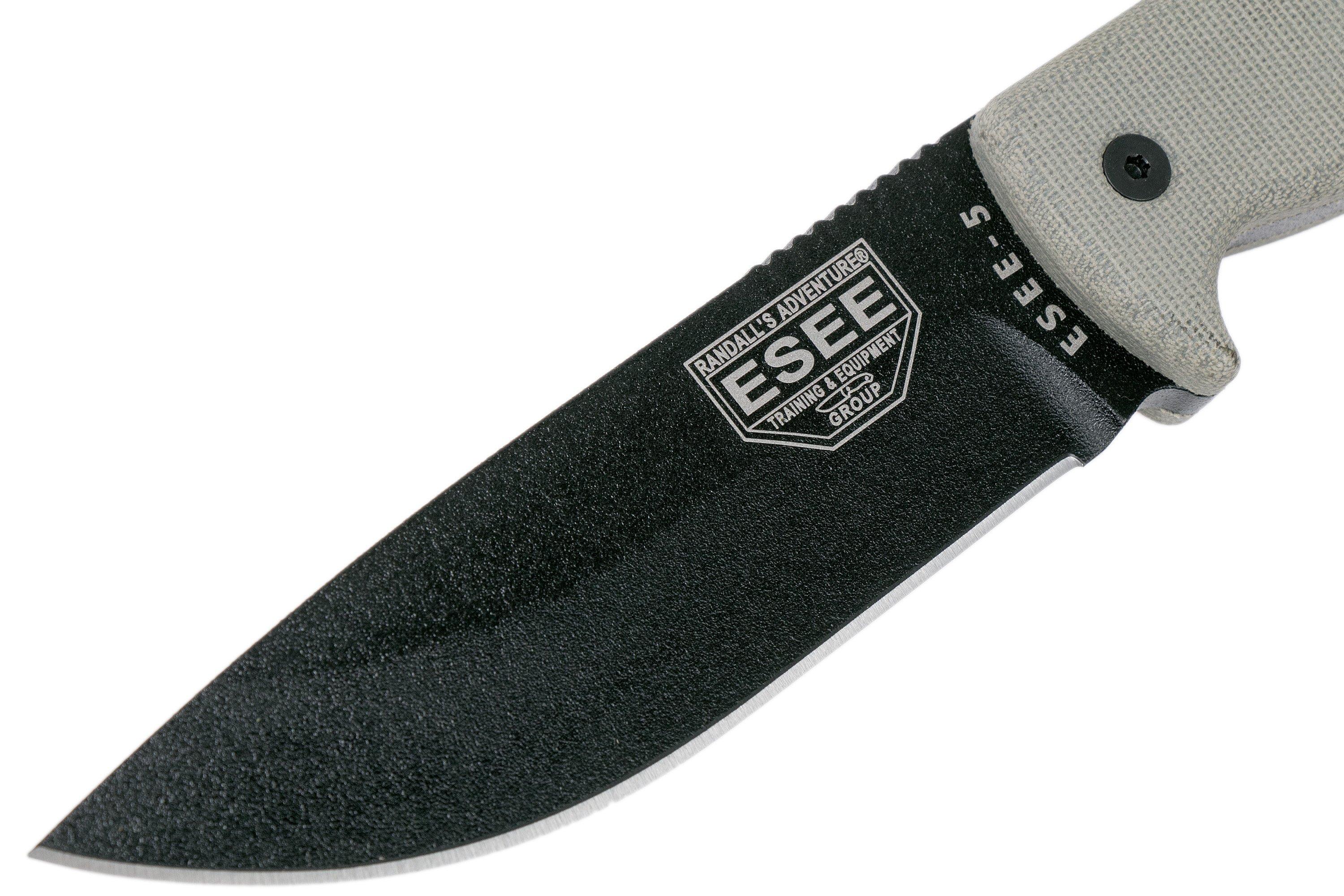 ESEE Model 5 black blade, desert tan handle 5P-BK met kydex schede ...