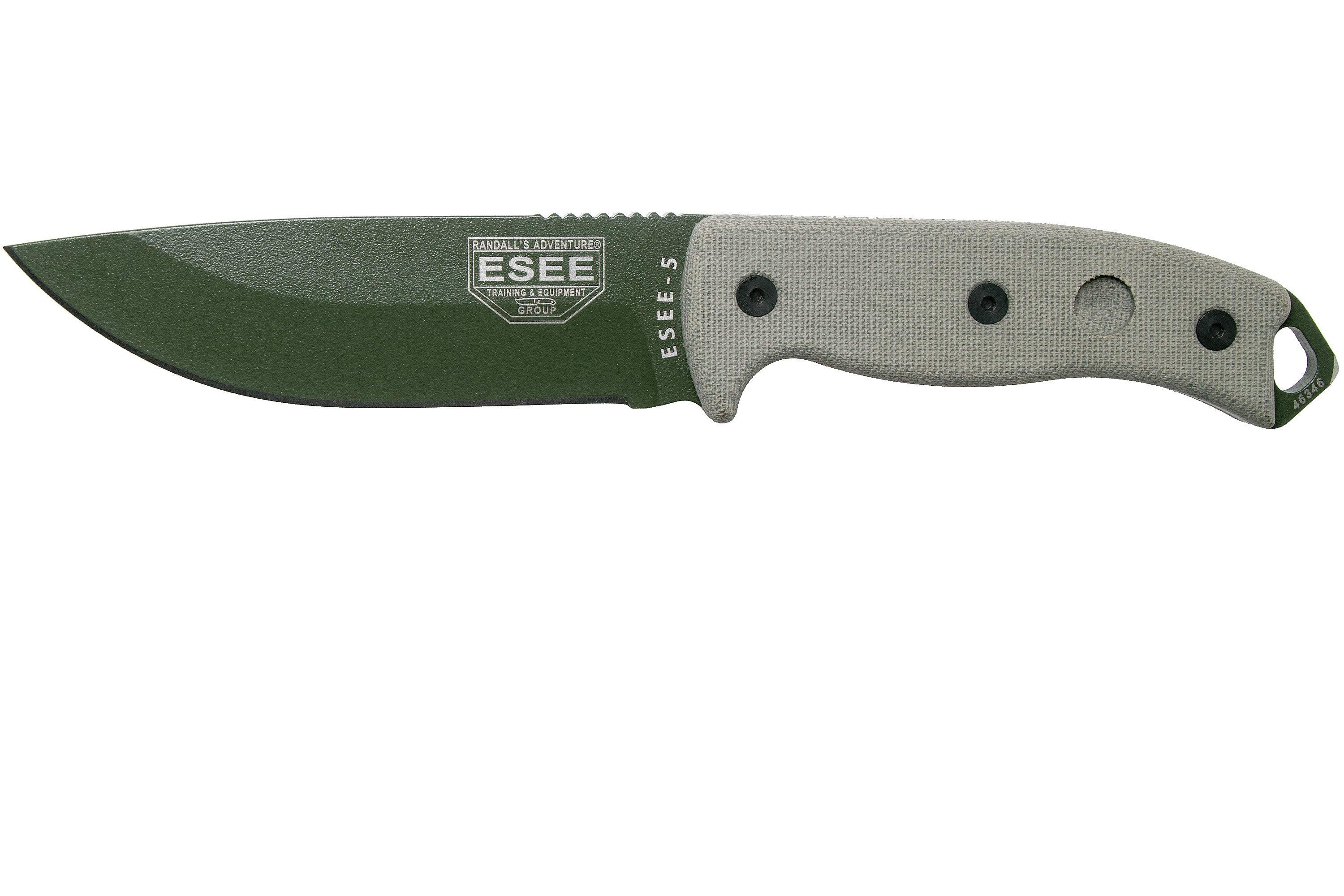 ESEE Model 5 OD blade, desert tan handle 5P-KO-OD survival knife ...