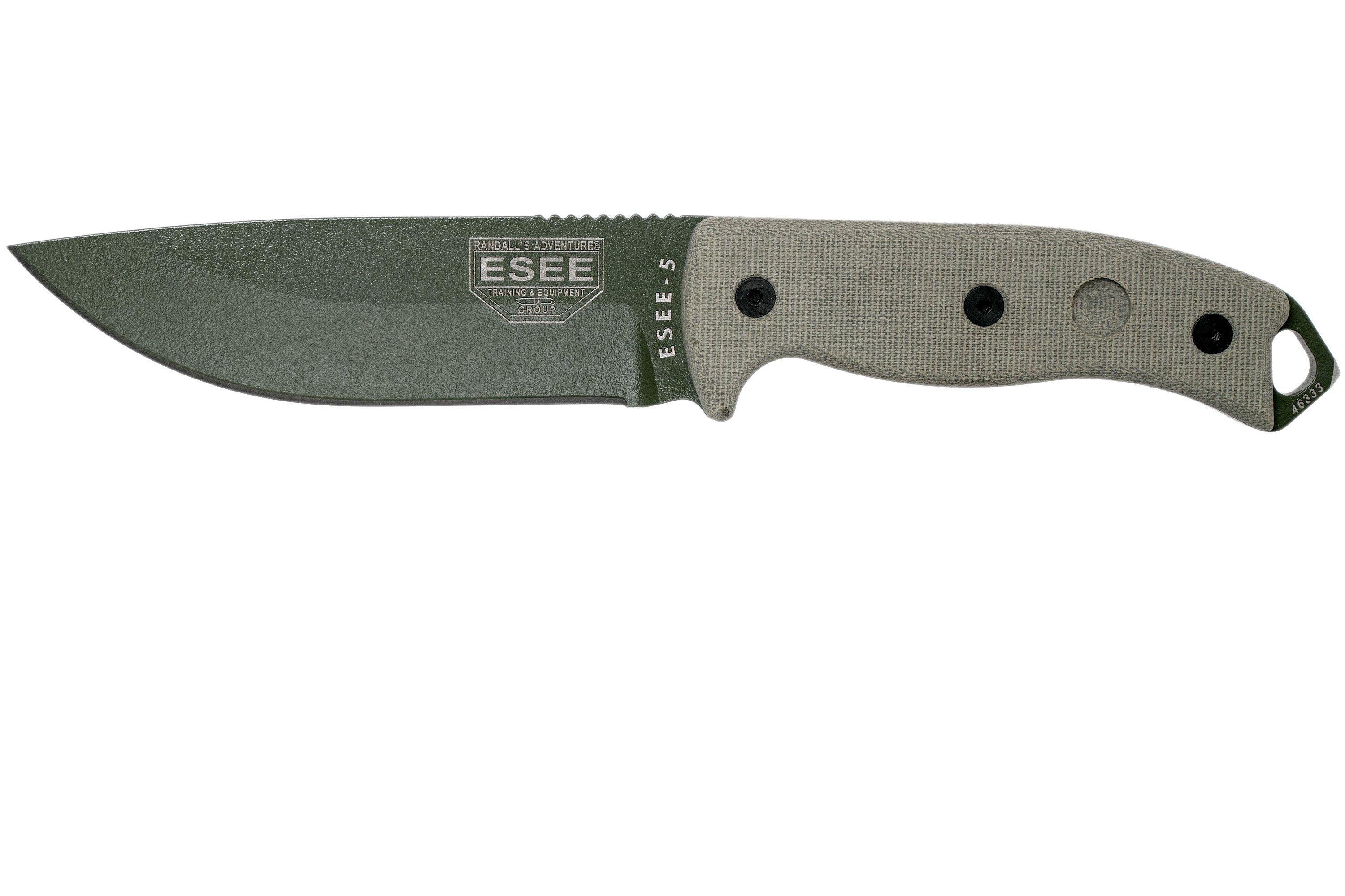 ESEE Model 5 OD blade, desert tan handle 5P-OD with kydex sheath+ belt ...