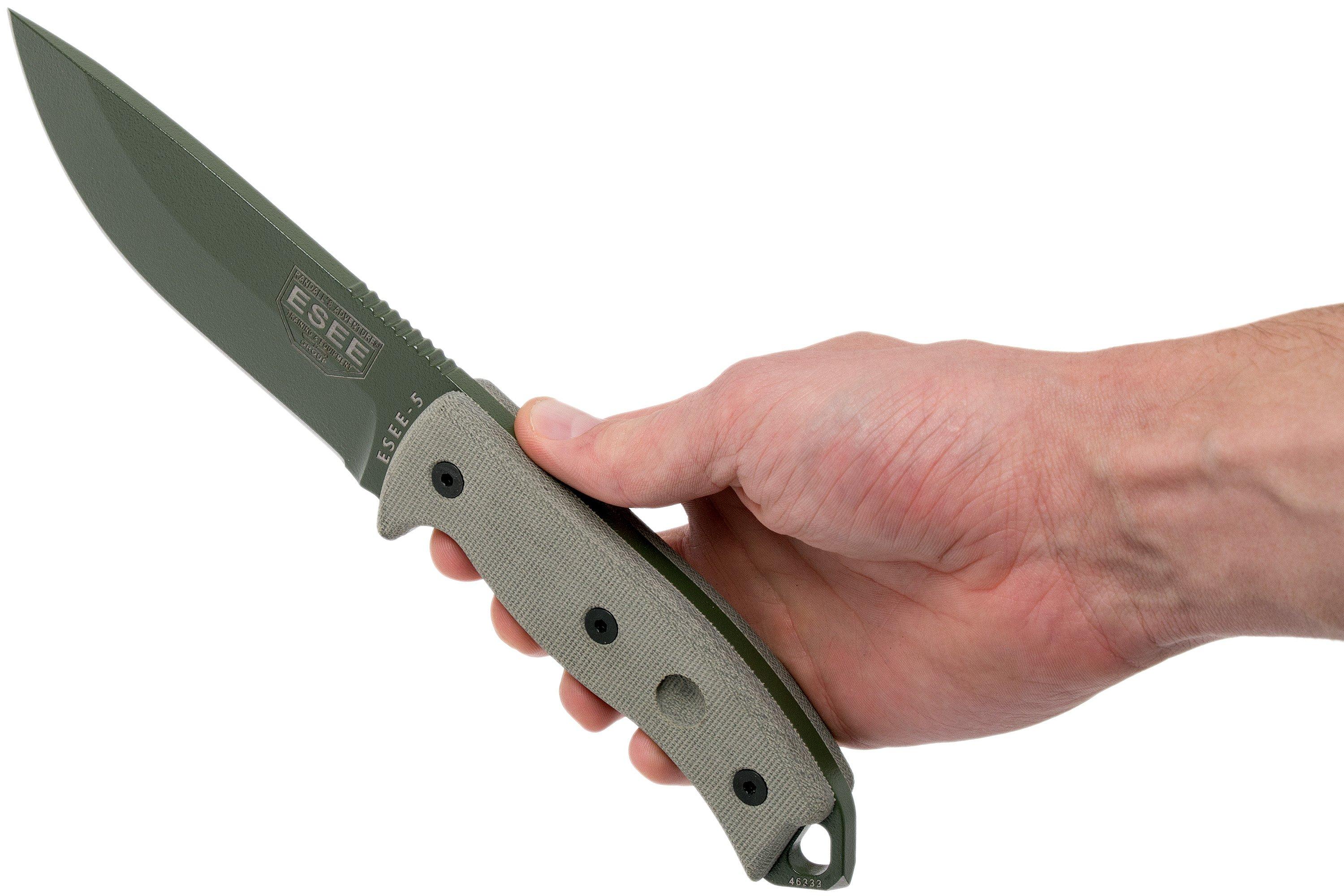 ESEE Model 5 OD blade, desert tan handle 5P-OD with kydex sheath+ belt ...