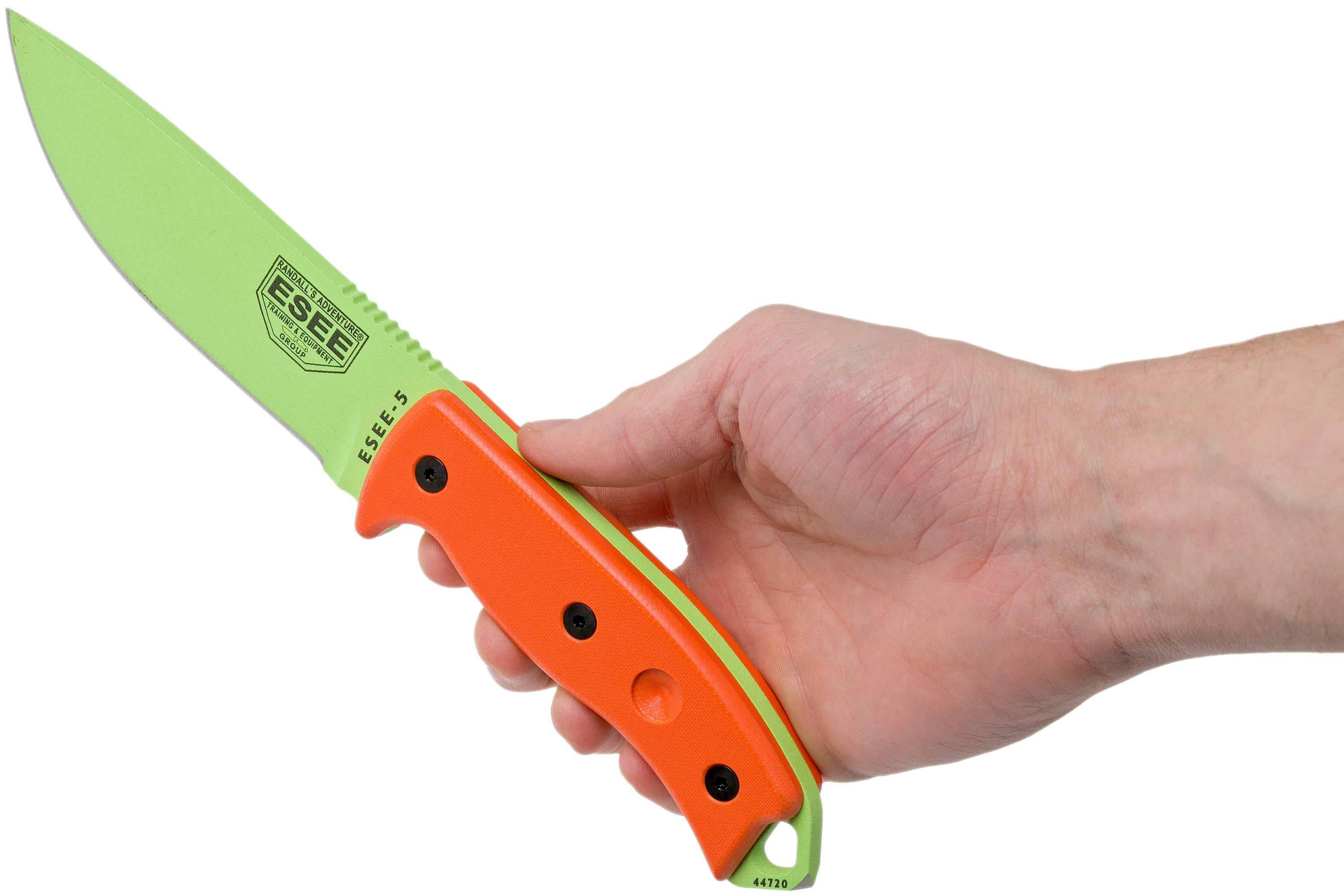 ESEE Model 5 Venom Green 5P-VG survival knife with kydex sheath + belt ...