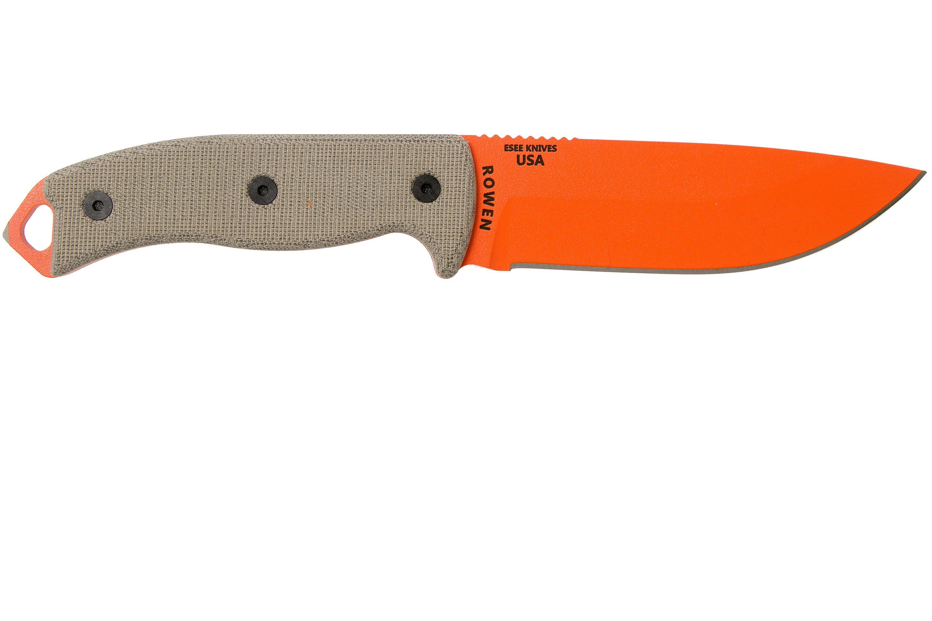 ESEE Model 5 Orange 5POG OD Green Micarta survival knife with kydex ...