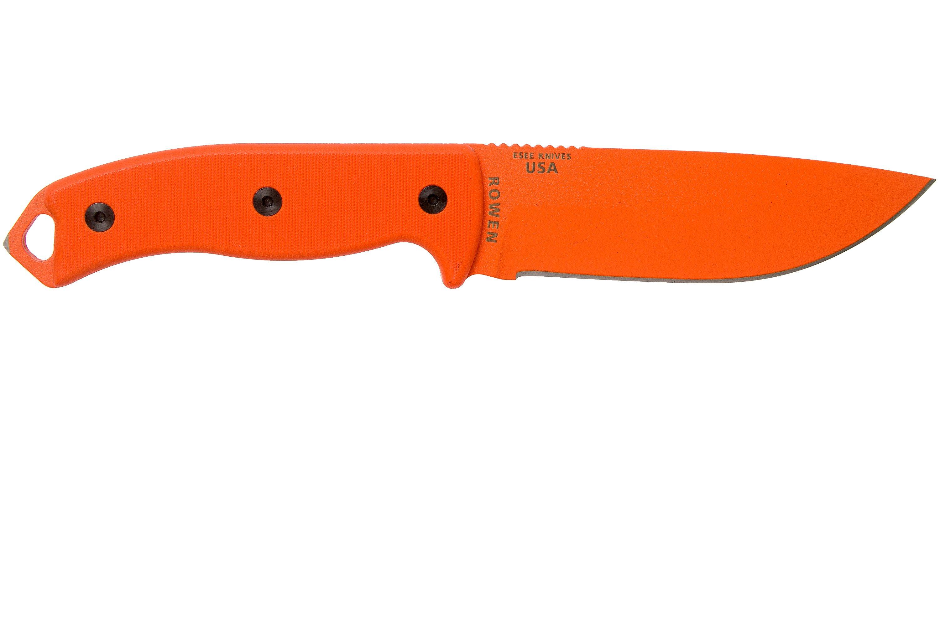 ESEE Model 5 Orange 5POROR G10 survival knife with kydex sheath + belt ...