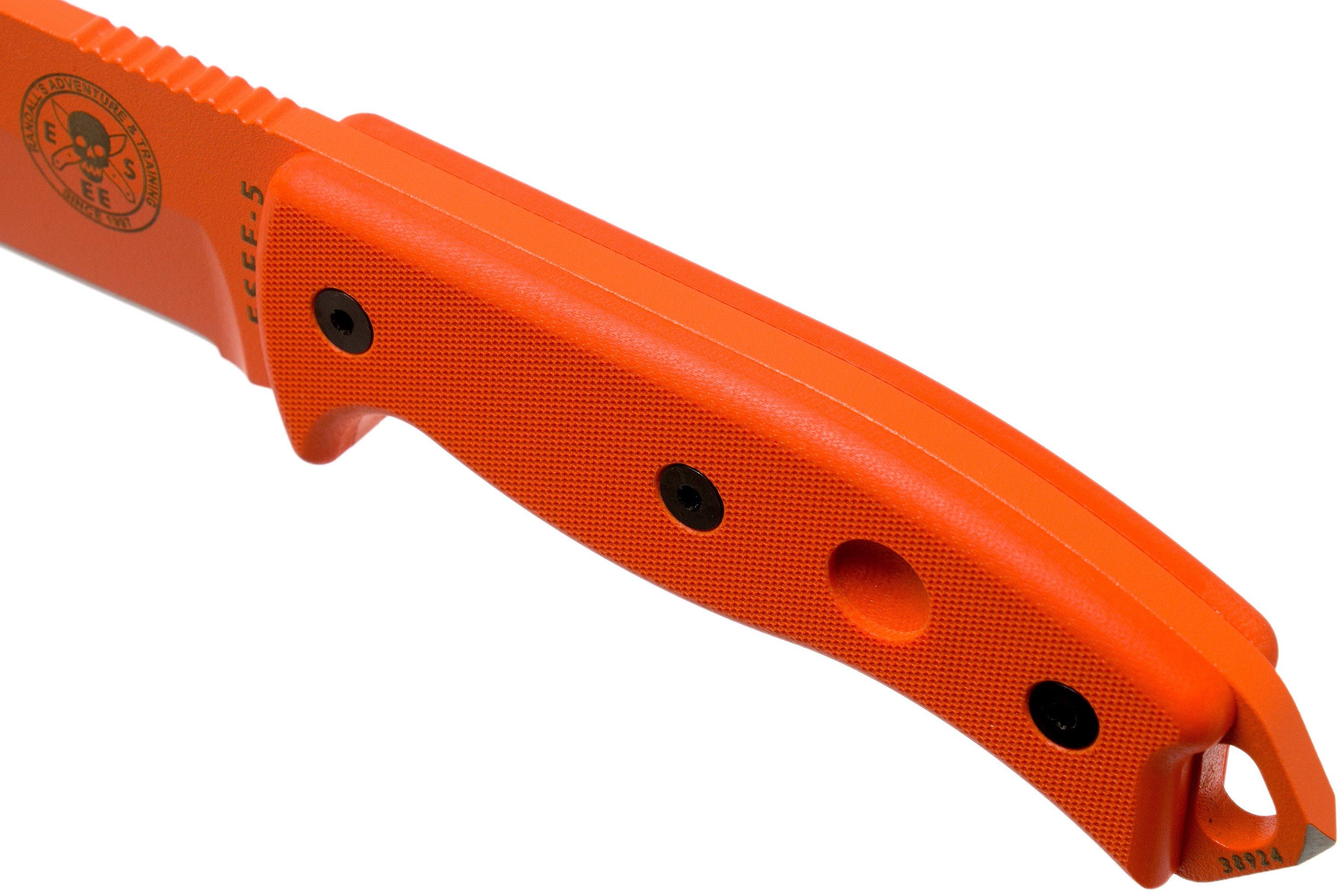 ESEE Model 5 Orange 5POROR G10 survival knife with kydex sheath + belt ...