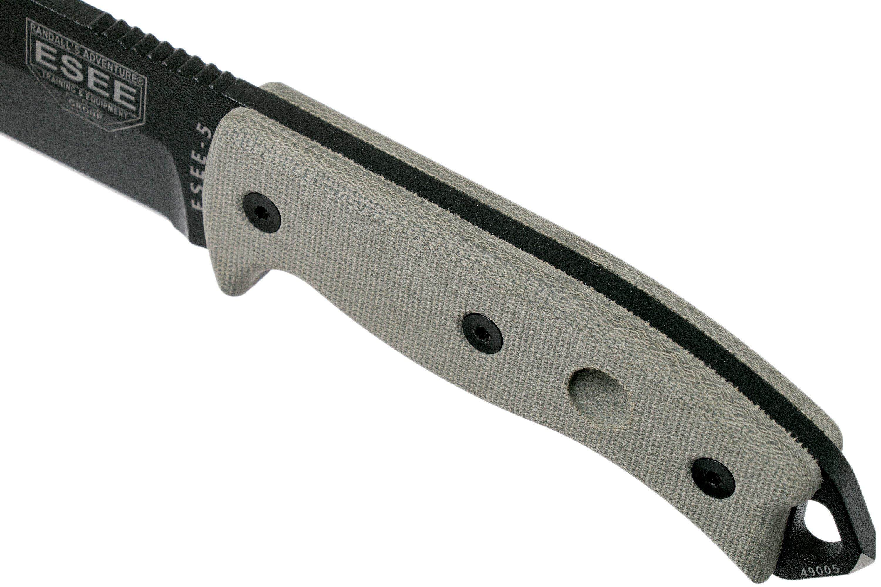 ESEE Model 5 black blade, desert tan handle 5P-KO survival knife ...