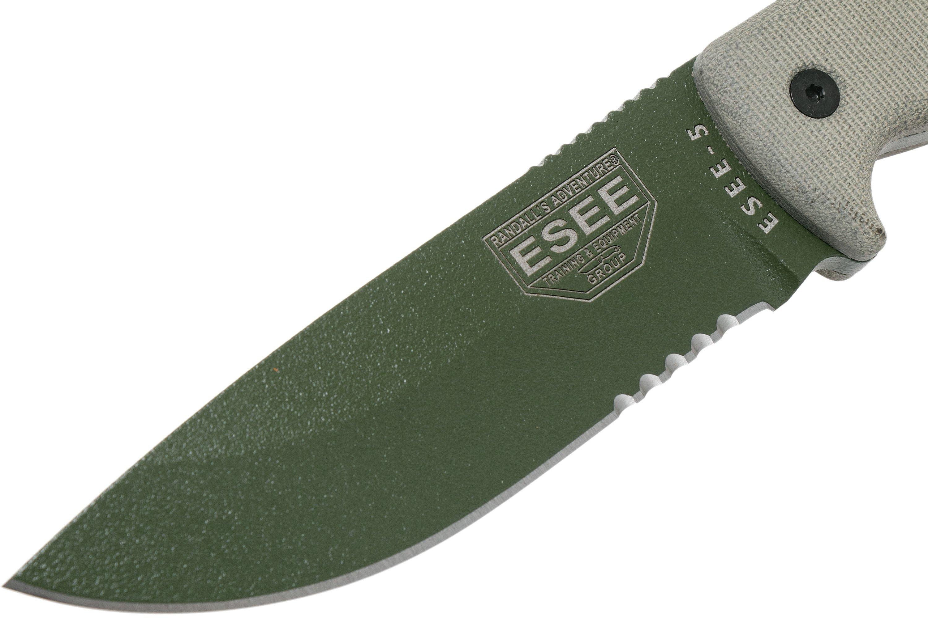 ESEE Model 5 Serrated OD-Green blade 5S-OD con fodero kydex + gancio ...