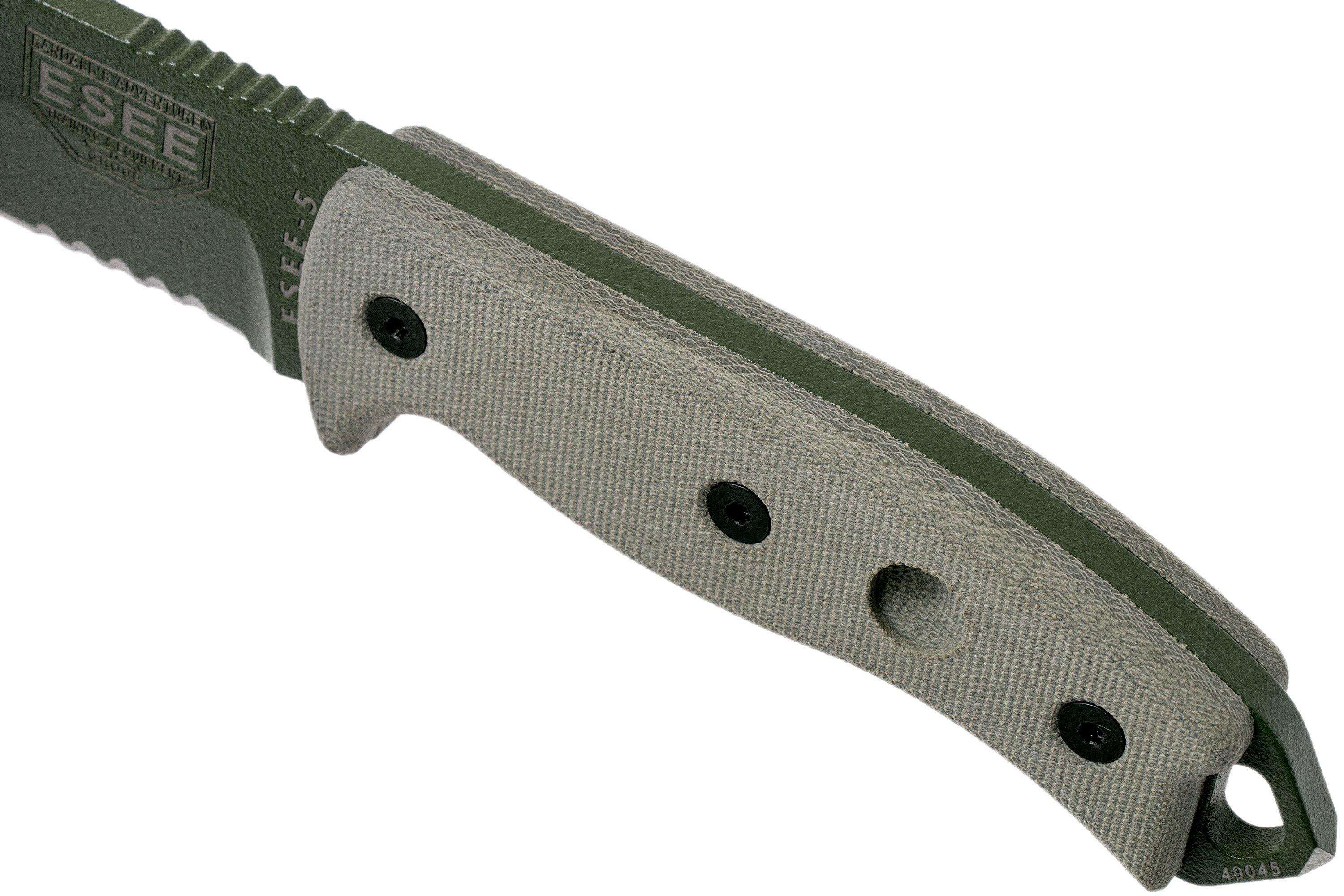 ESEE Model 5 Serrated OD-Green blade 5S-OD with kydex sheath+ belt clip ...