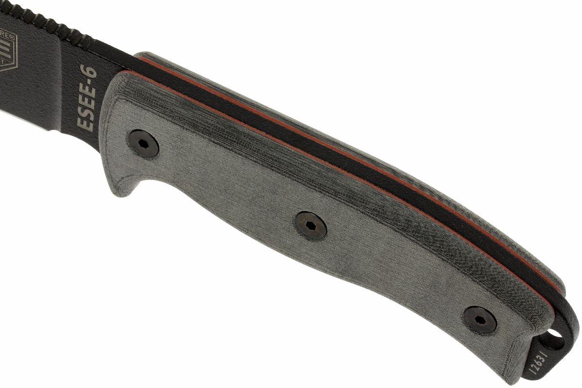 ESEE Model 6 black blade, grey handle 6P-KO survival knife without ...