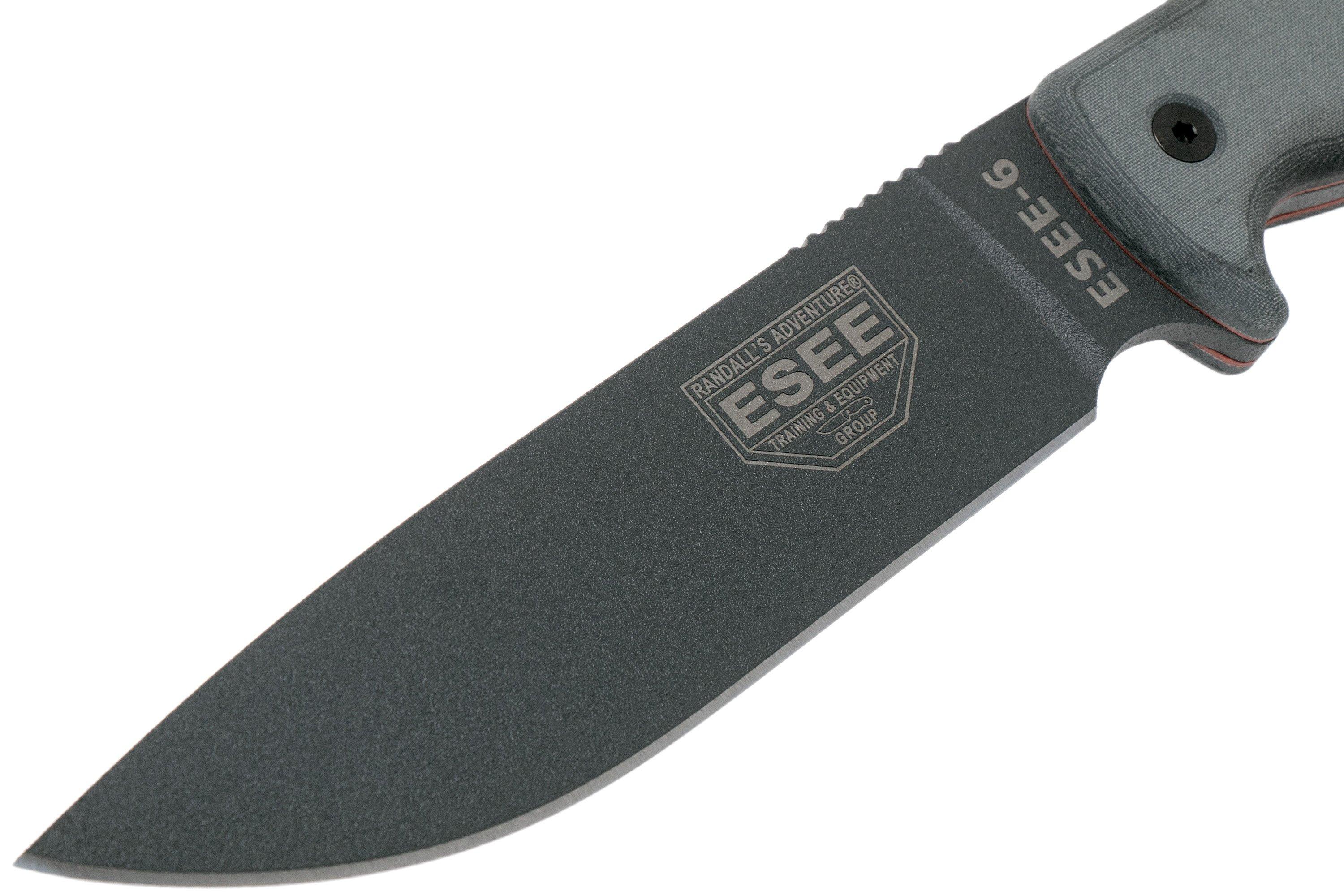 ESEE Model 6 Tactical Gunsmoke, grey handle 6P-TG with black sheath ...