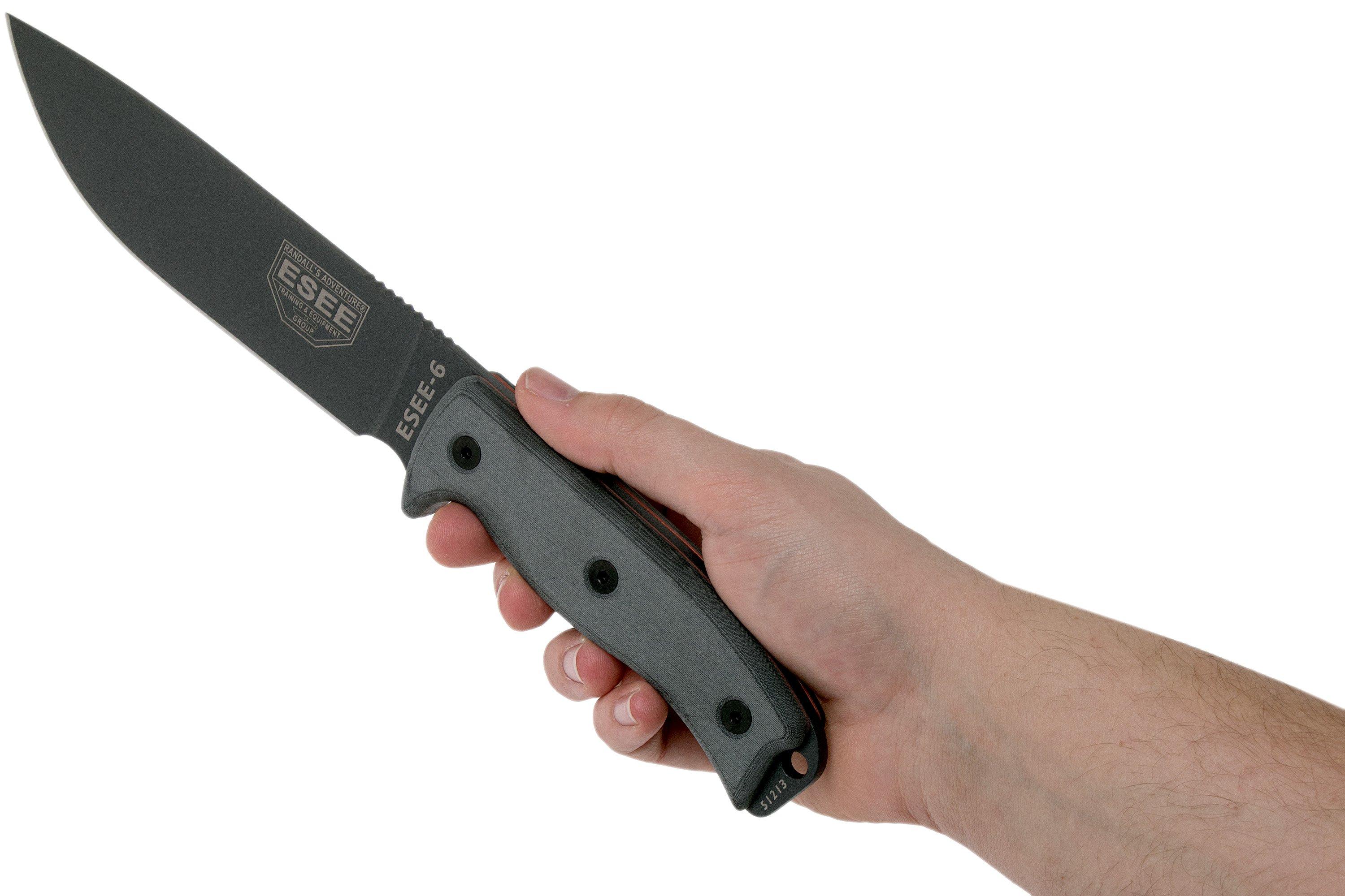 ESEE Model 6 Tactical Gunsmoke, manico grigio 6P-TG con fodero nero ...