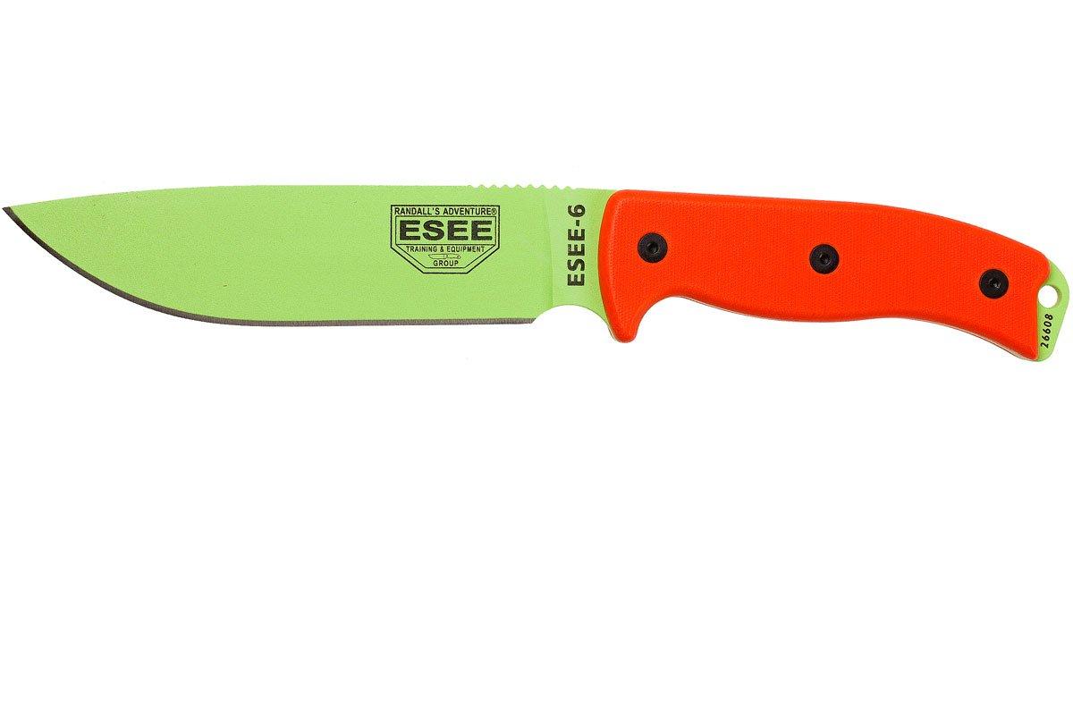 ESEE Model 6 Venom Green 6P-VG survival knife with sheath + belt clip ...