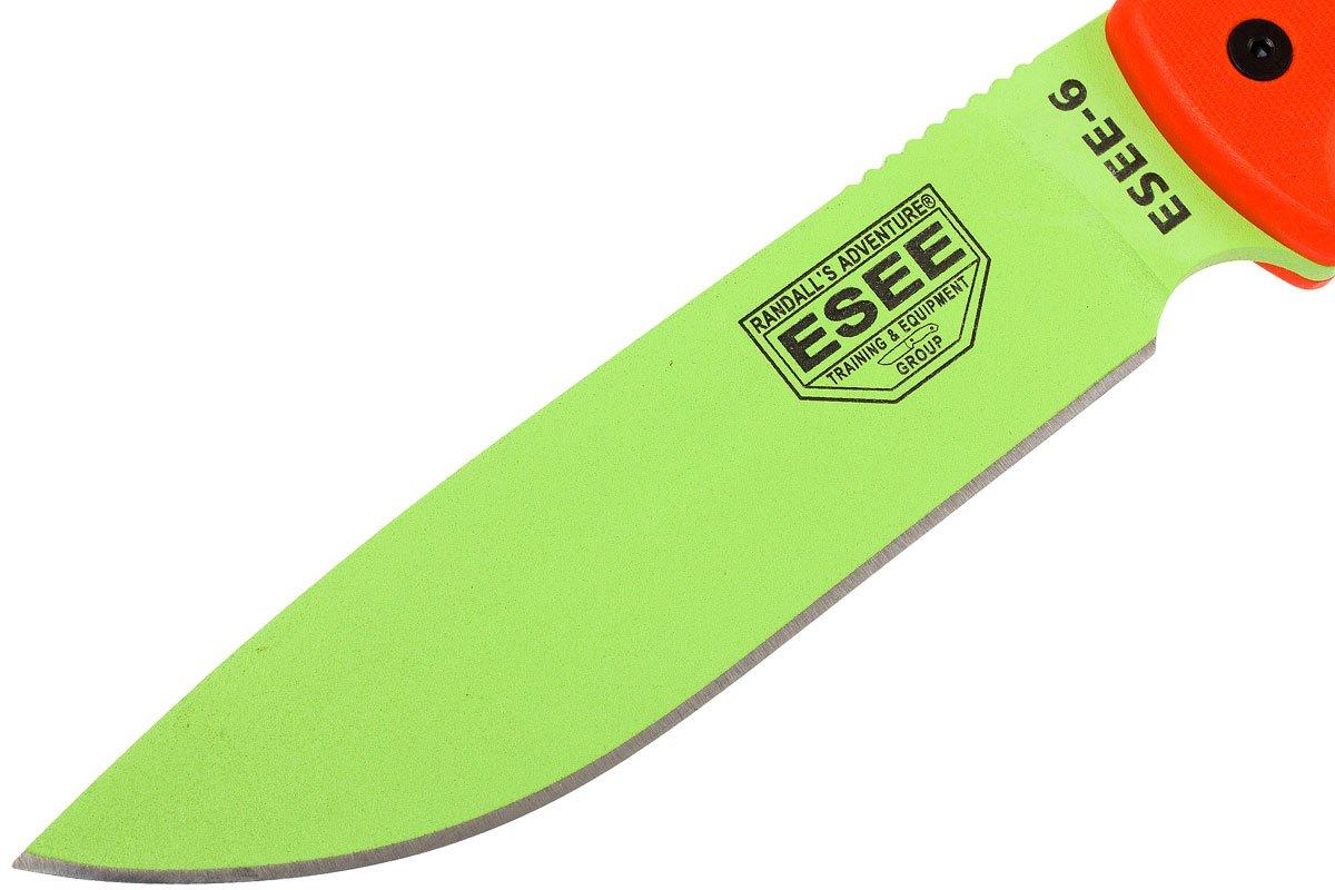 ESEE Model 6 Venom Green 6P-VG survival knife with sheath + belt clip ...