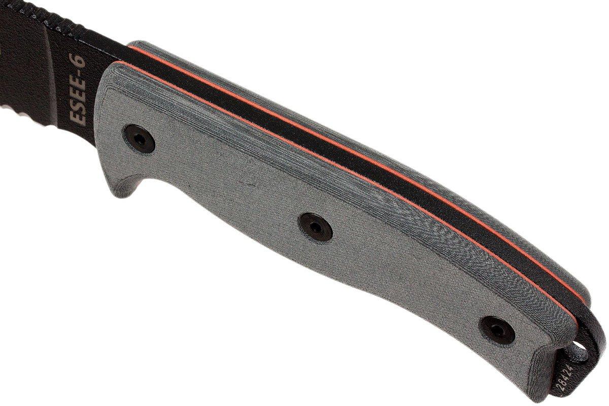 ESEE Model 6 Serrated 6S survival knife with black sheath + belt clip ...