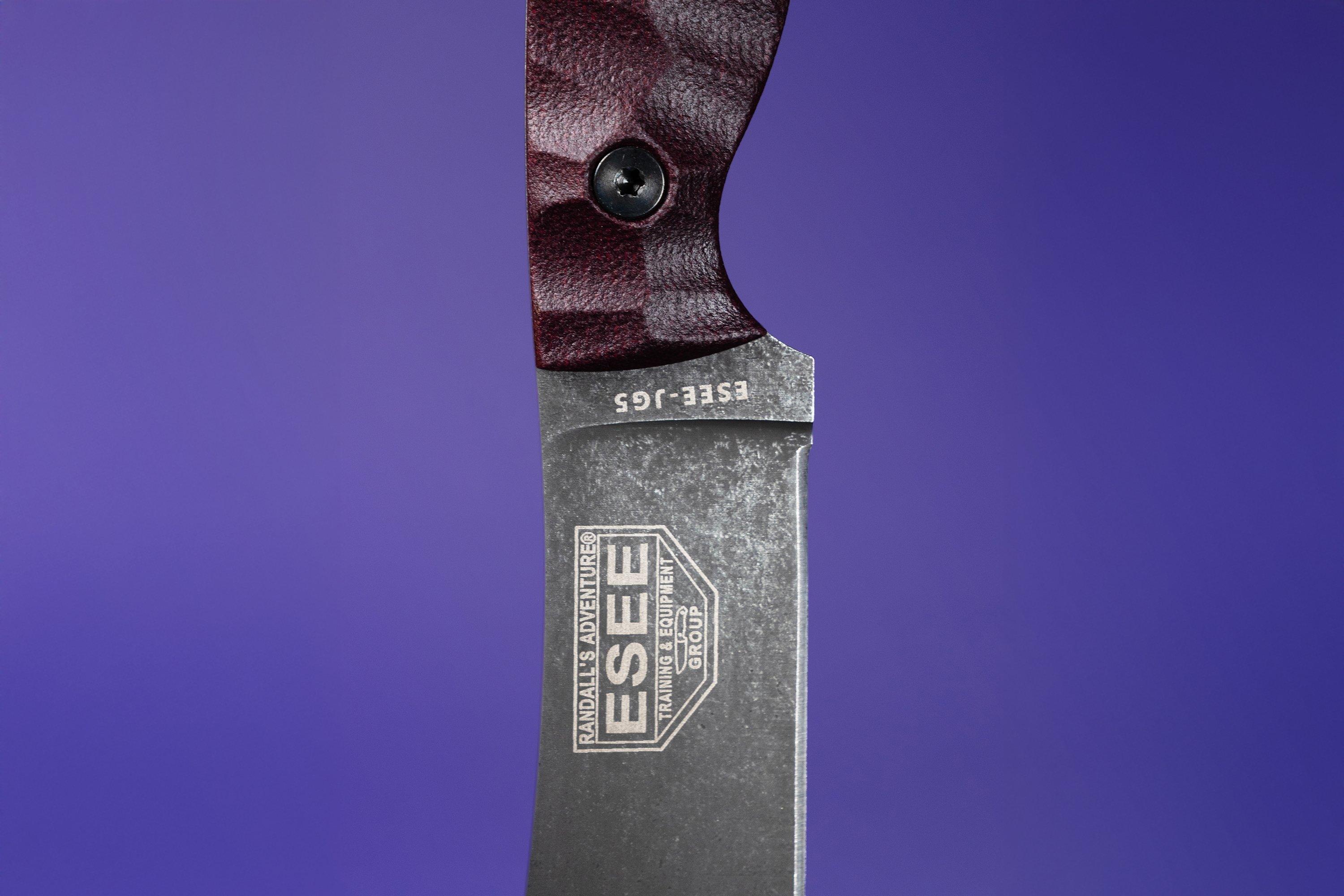 ESEE JG5, ESEE-JG5-LM, 1095 Stone Washed Black Oxide, Burgundy Linen ...