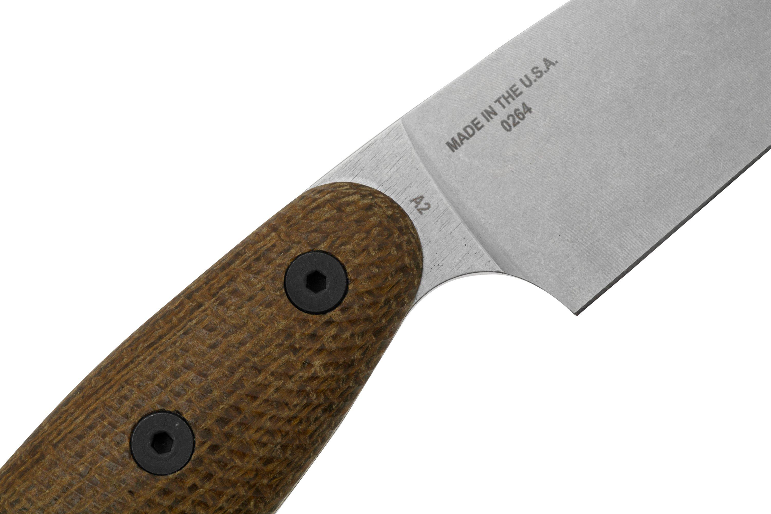 ESEE Sencillo ESEE-SENCILLO-A2, A2 Droppoint, 3D Burlap Mircarta Handle ...