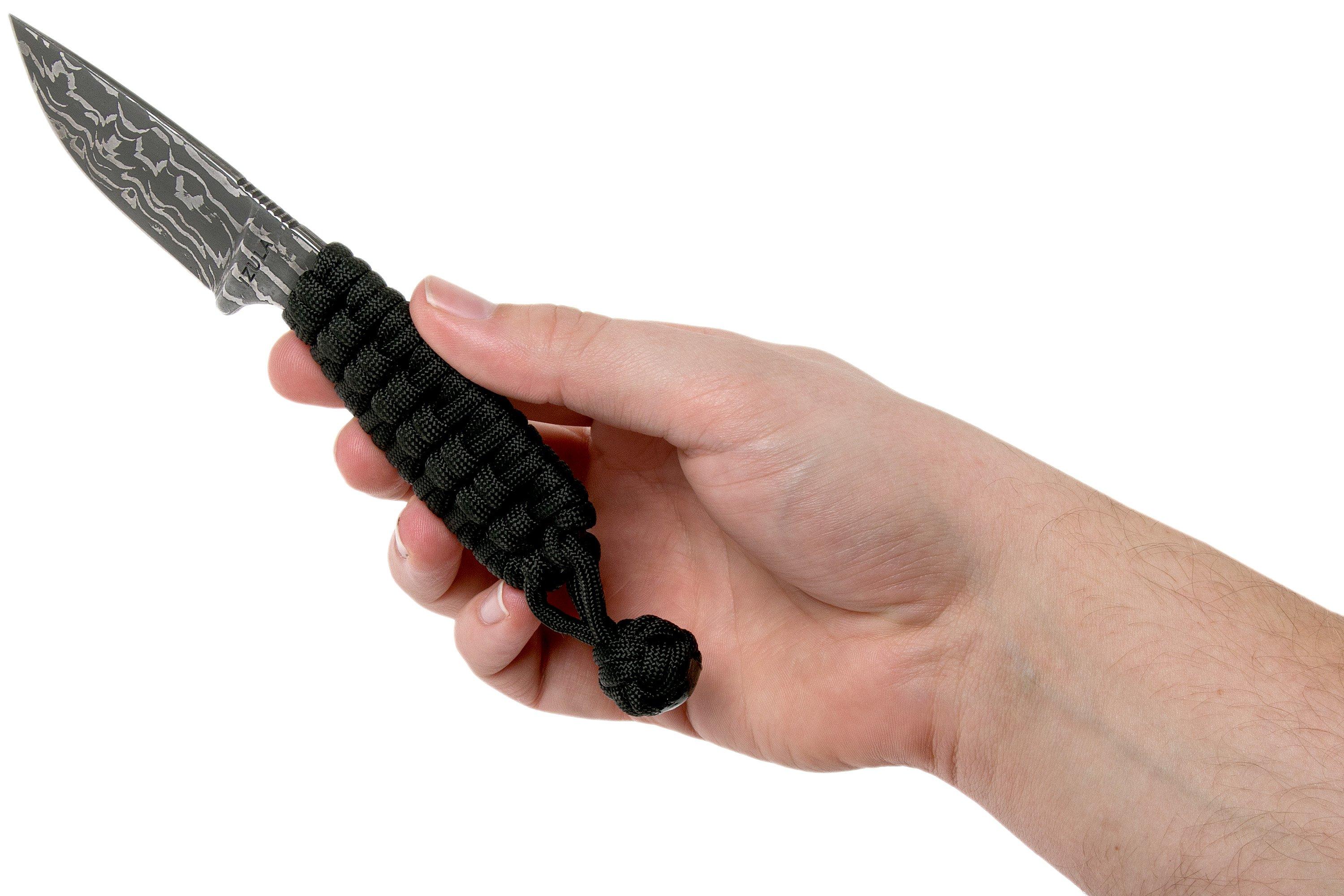 ESEE Izula Damascus Paracord neck knife, IZULA-DAM-PBK | Advantageously ...