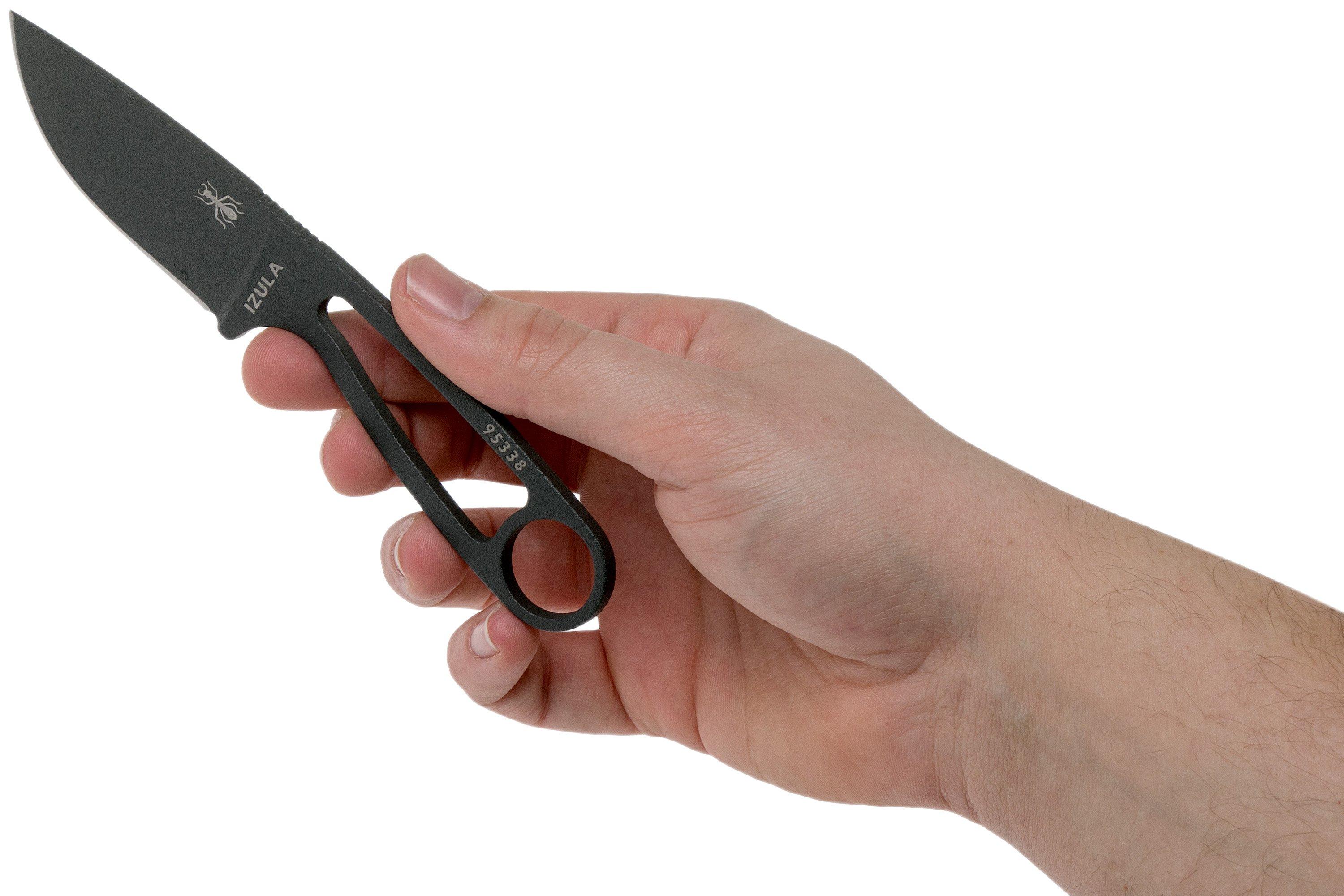 ESEE Izula Tactical Gunsmoke IZULA-TG-B neck knife with black sheath ...