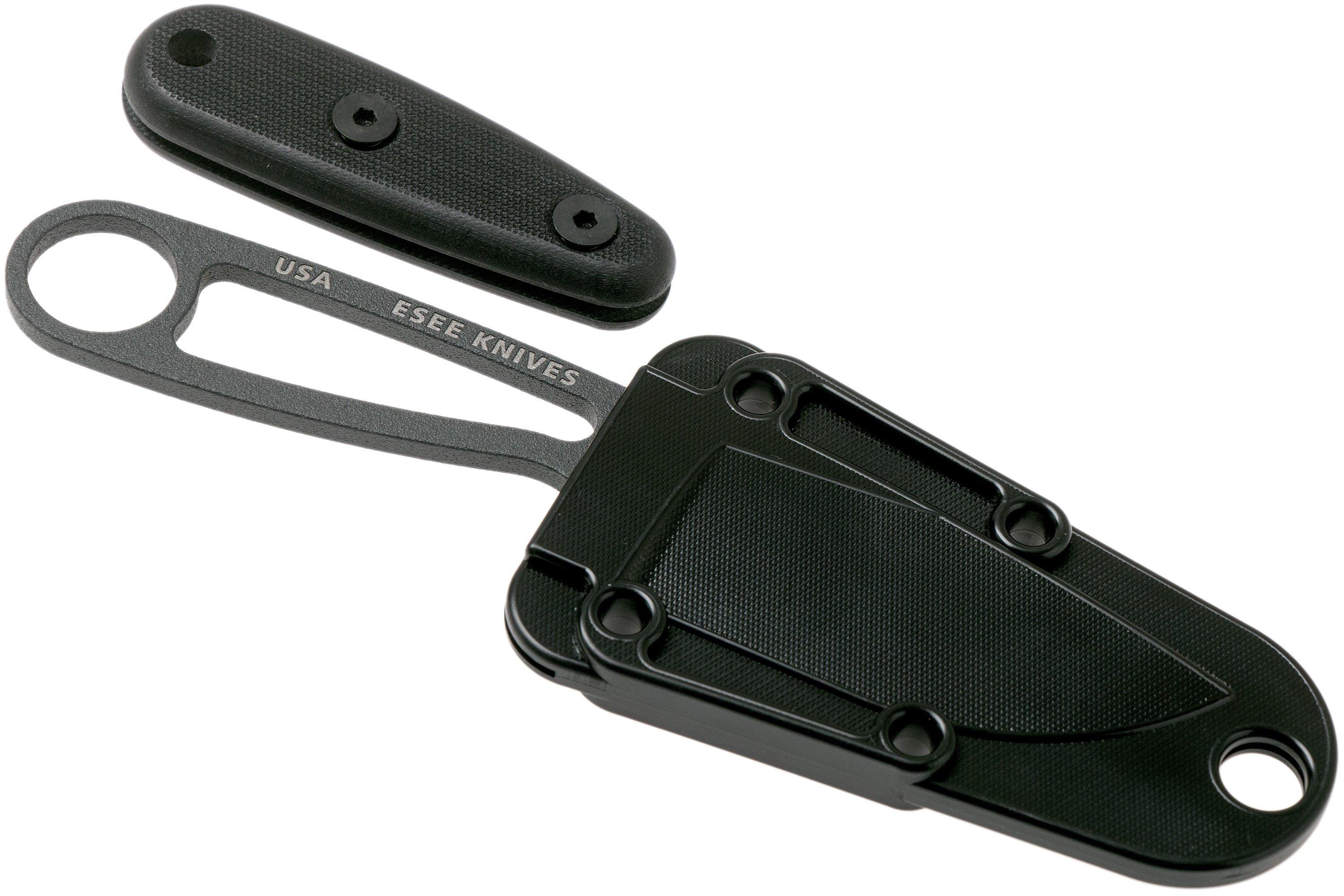 ESEE Izula Tactical Gunsmoke IZULA-TG-B neck knife with black sheath ...