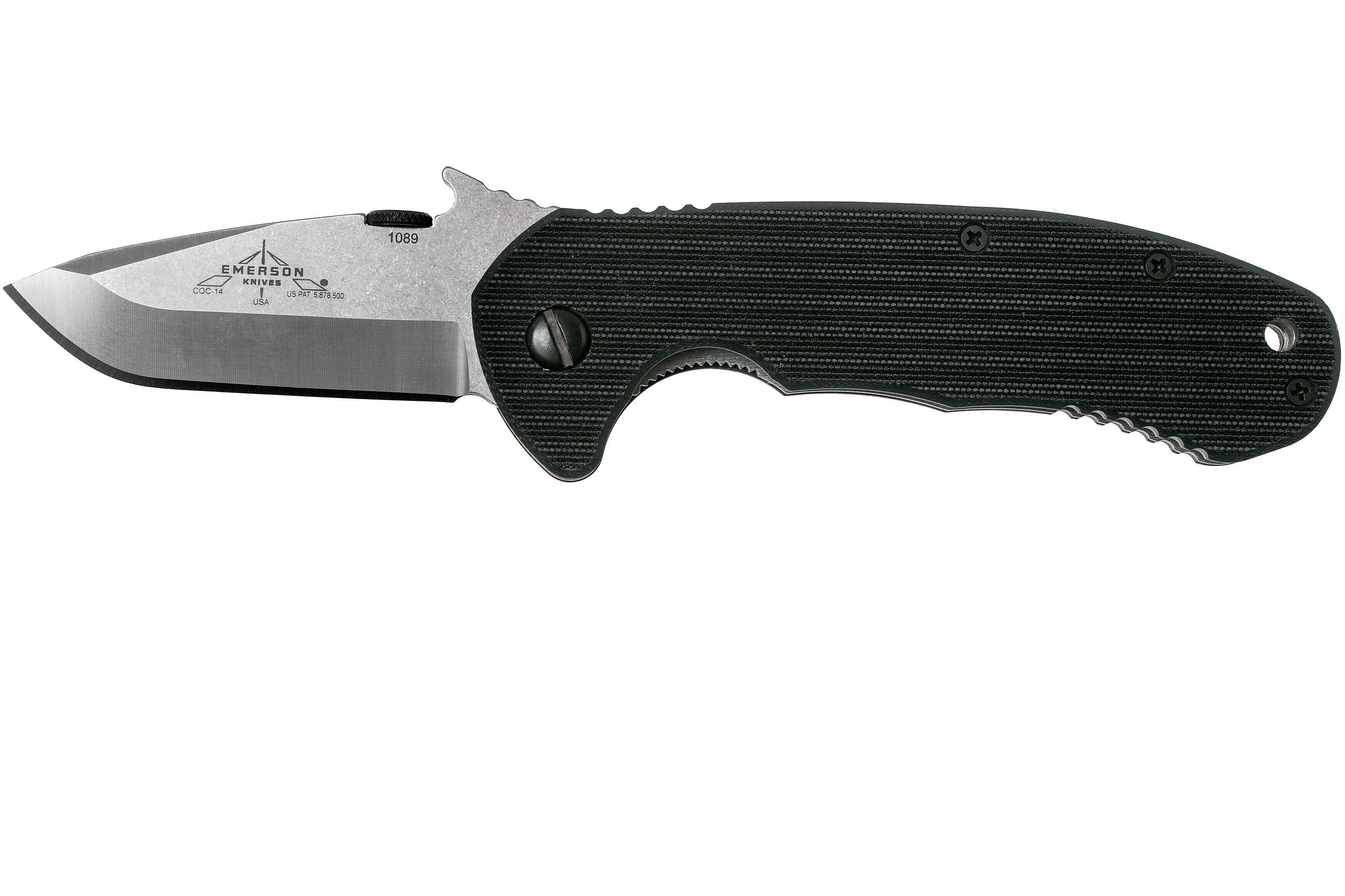 Emerson CQC-14-SF Snubby, stonewashed and black | Advantageously ...