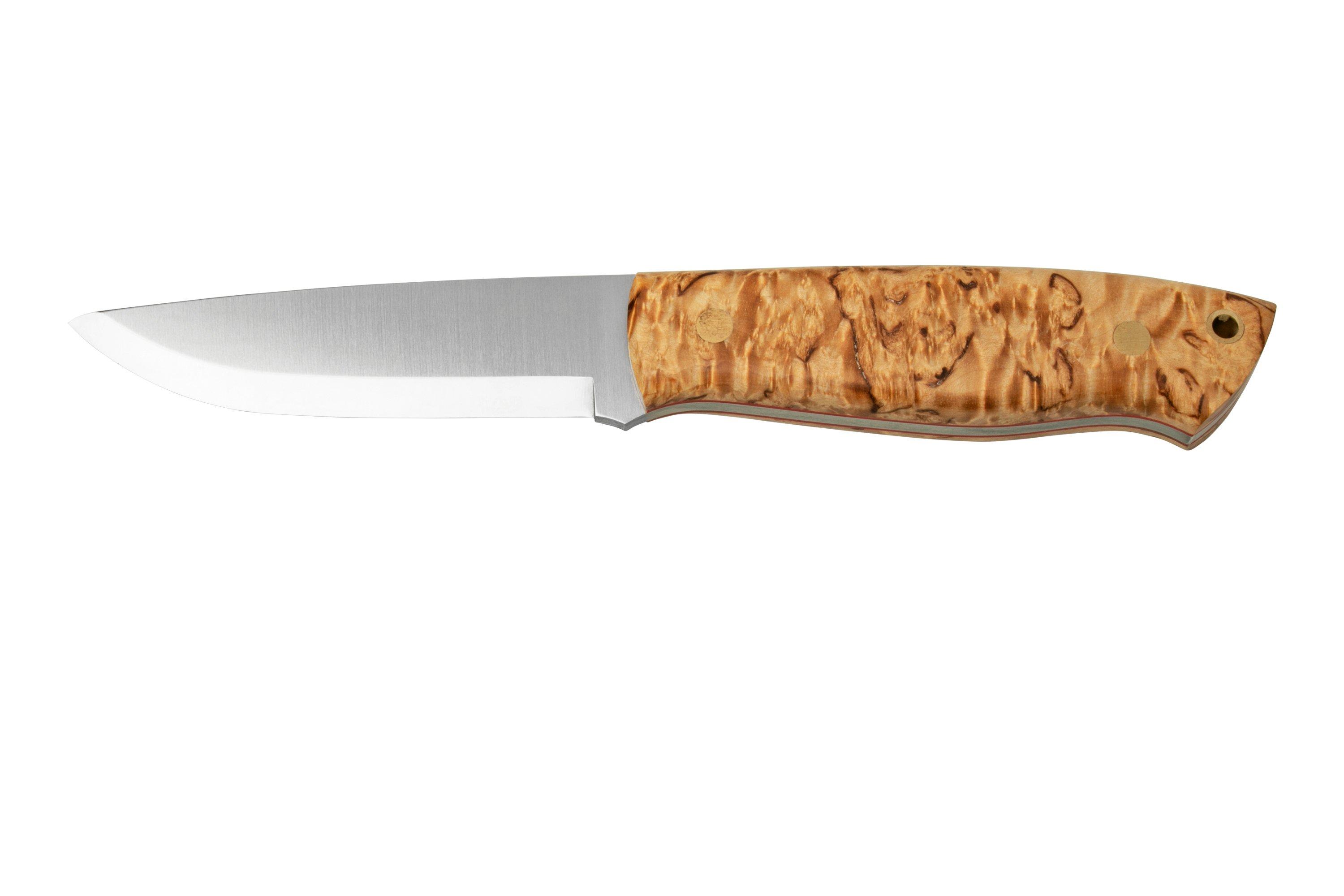 Brisa Trapper 95, N690Co Scandi, Stabilized Curly Birch, fixed knife ...