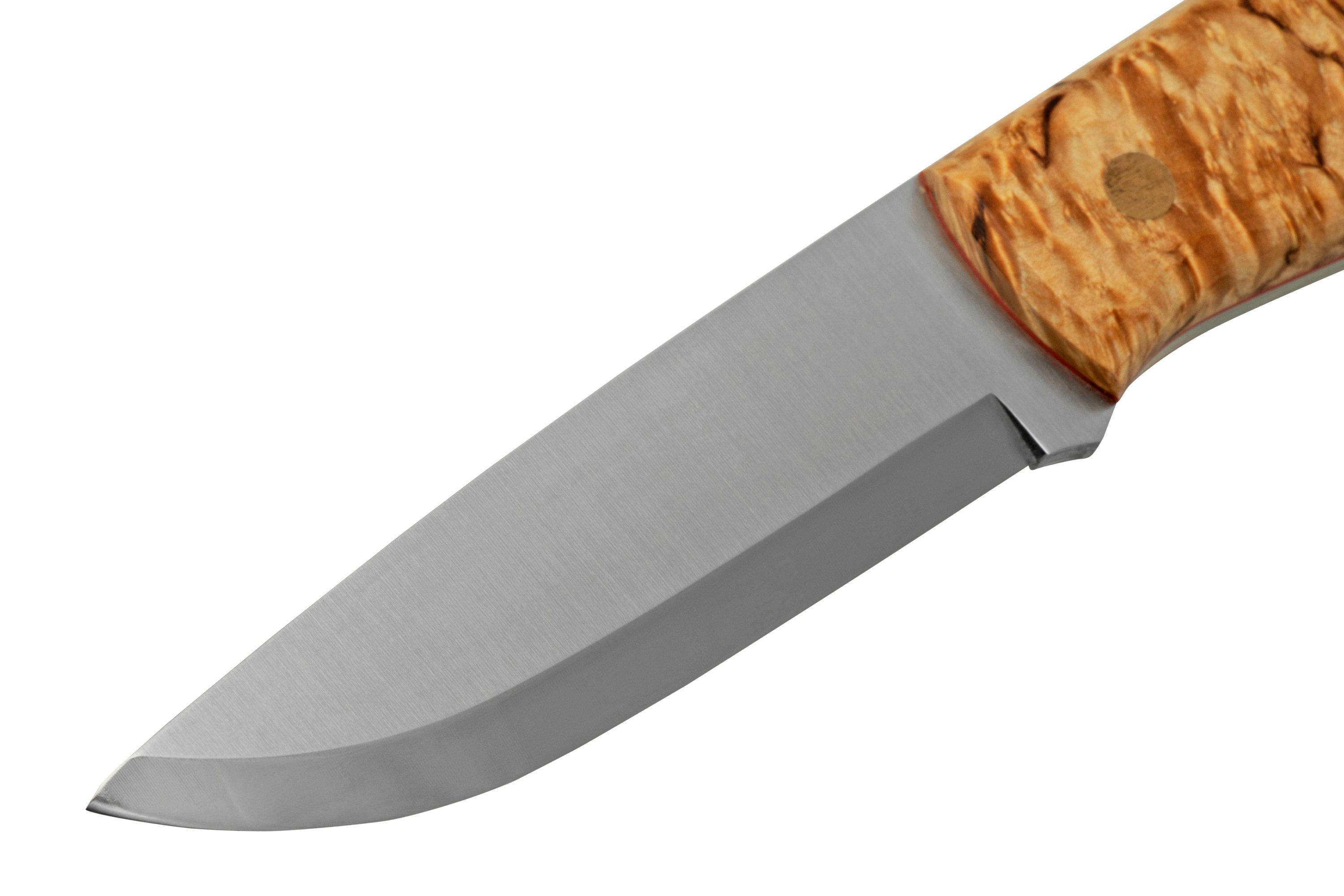 Brisa Trapper 95, N690Co Scandi, Stabilized Curly Birch, fixed knife ...