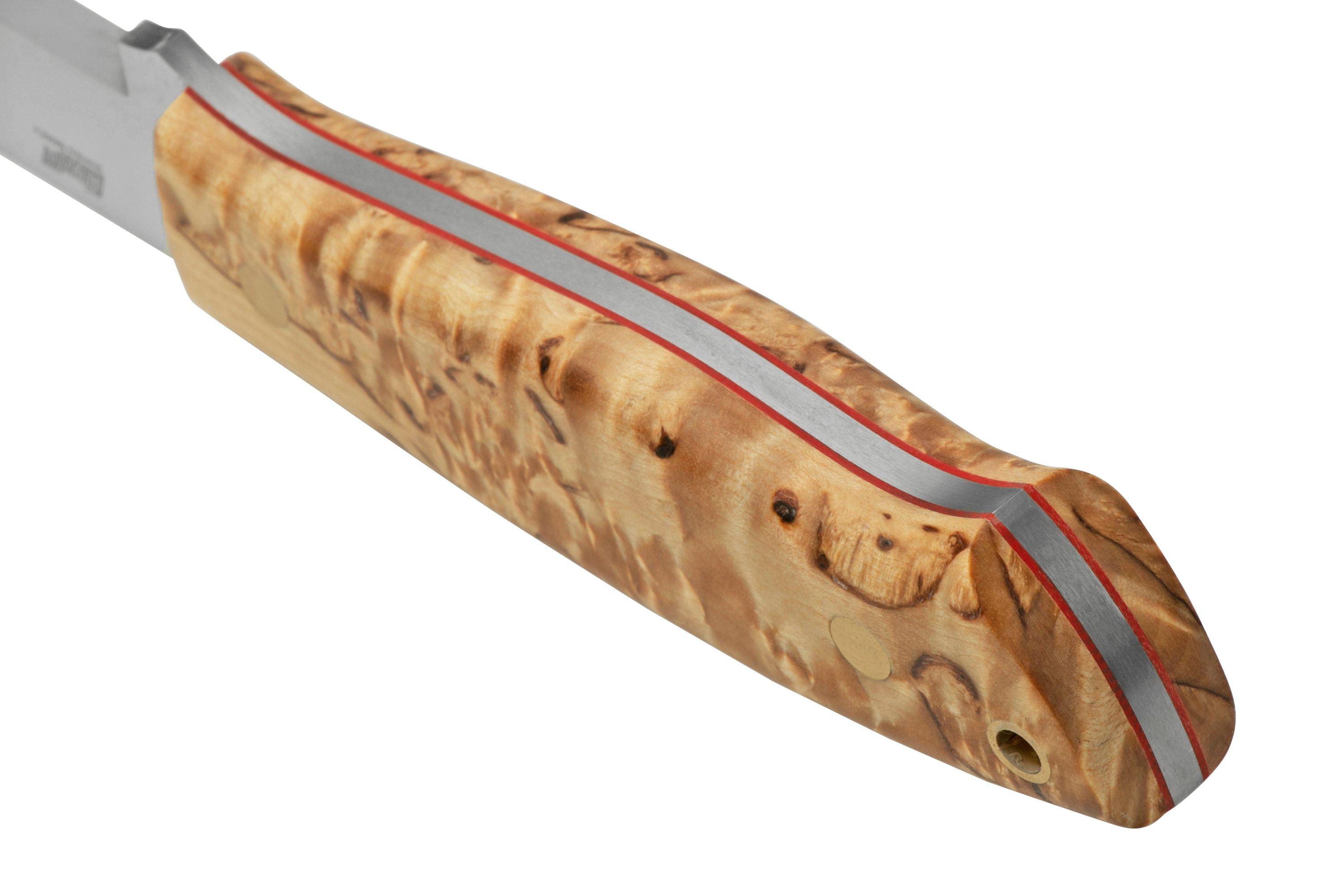 Brisa Trapper 95, N690Co Scandi, Stabilized Curly Birch, fixed knife ...