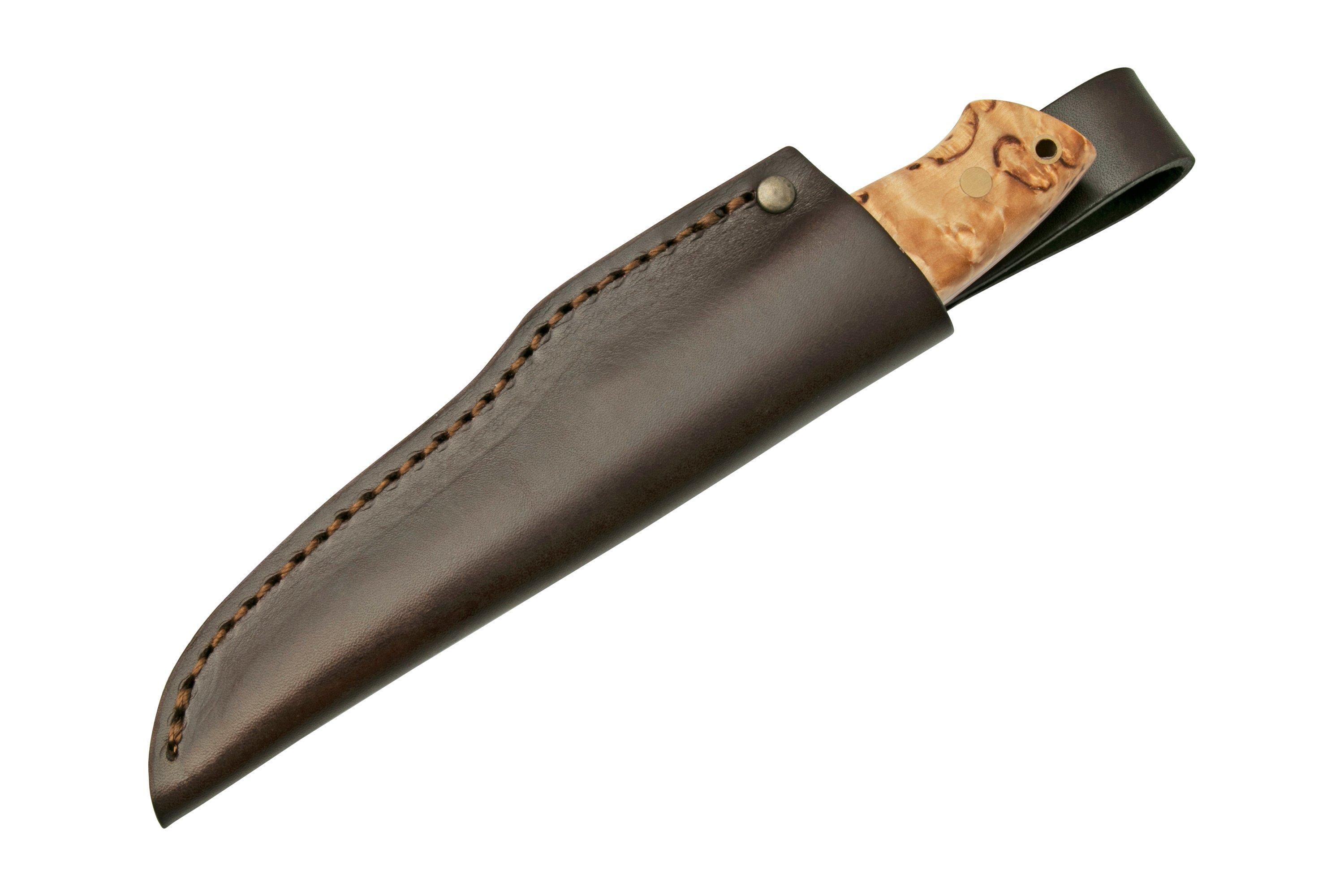 Brisa Trapper 95, N690Co Scandi, Stabilized Curly Birch, fixed knife ...