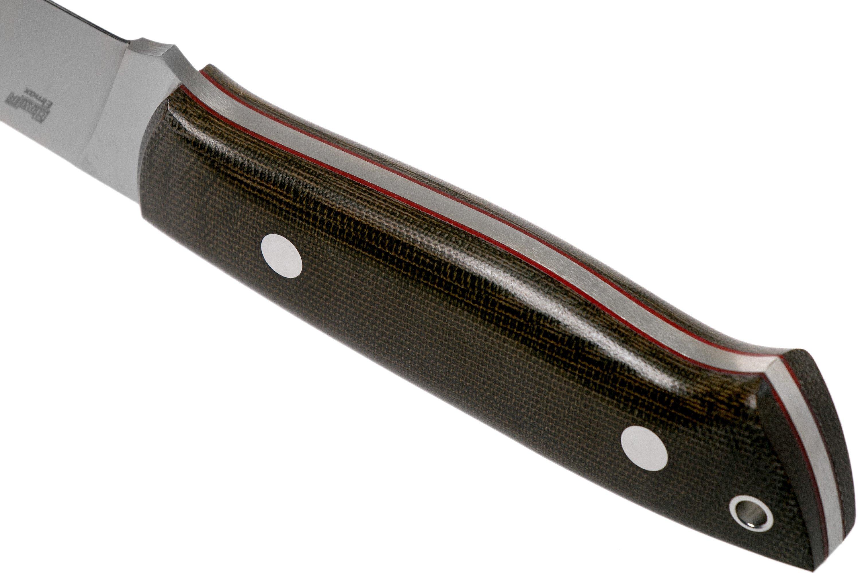 Brisa Trapper 115 Green Canvas Micarta Elmax Flat 2066 bushcraft knife ...