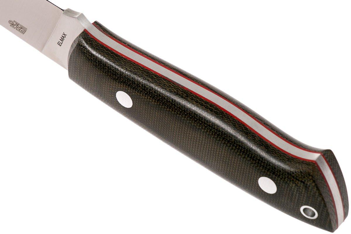 Brisa Trapper 115 Green Canvas Micarta Elmax Flat 2066 bushcraft knife ...