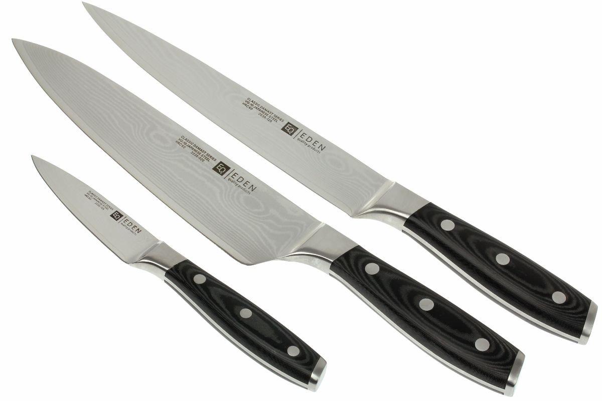Eden Classic Damast 4-piece knife set (block included) | Advantageously ...