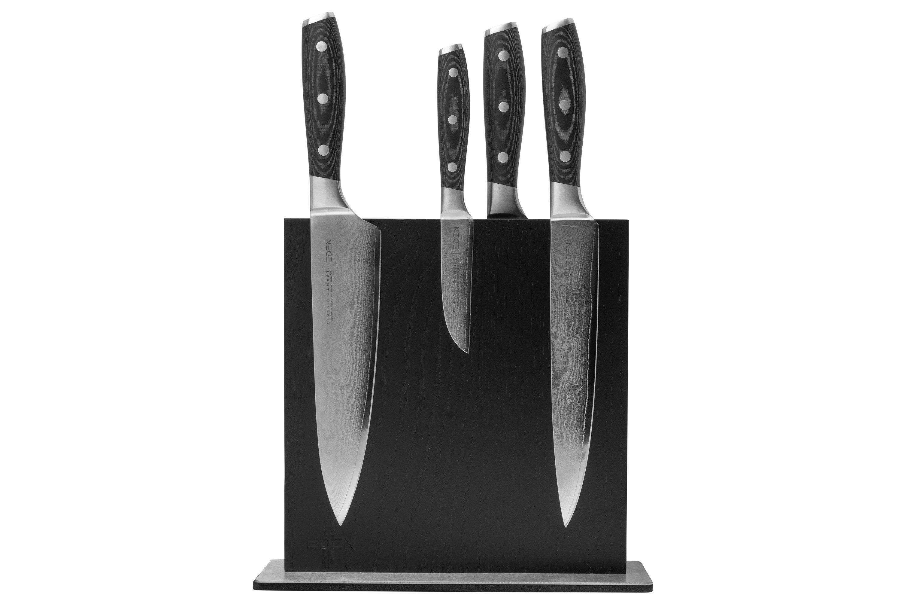Eden Classic Damast 2030-S09, juego de 4 cuchillos con bloque magnético ...