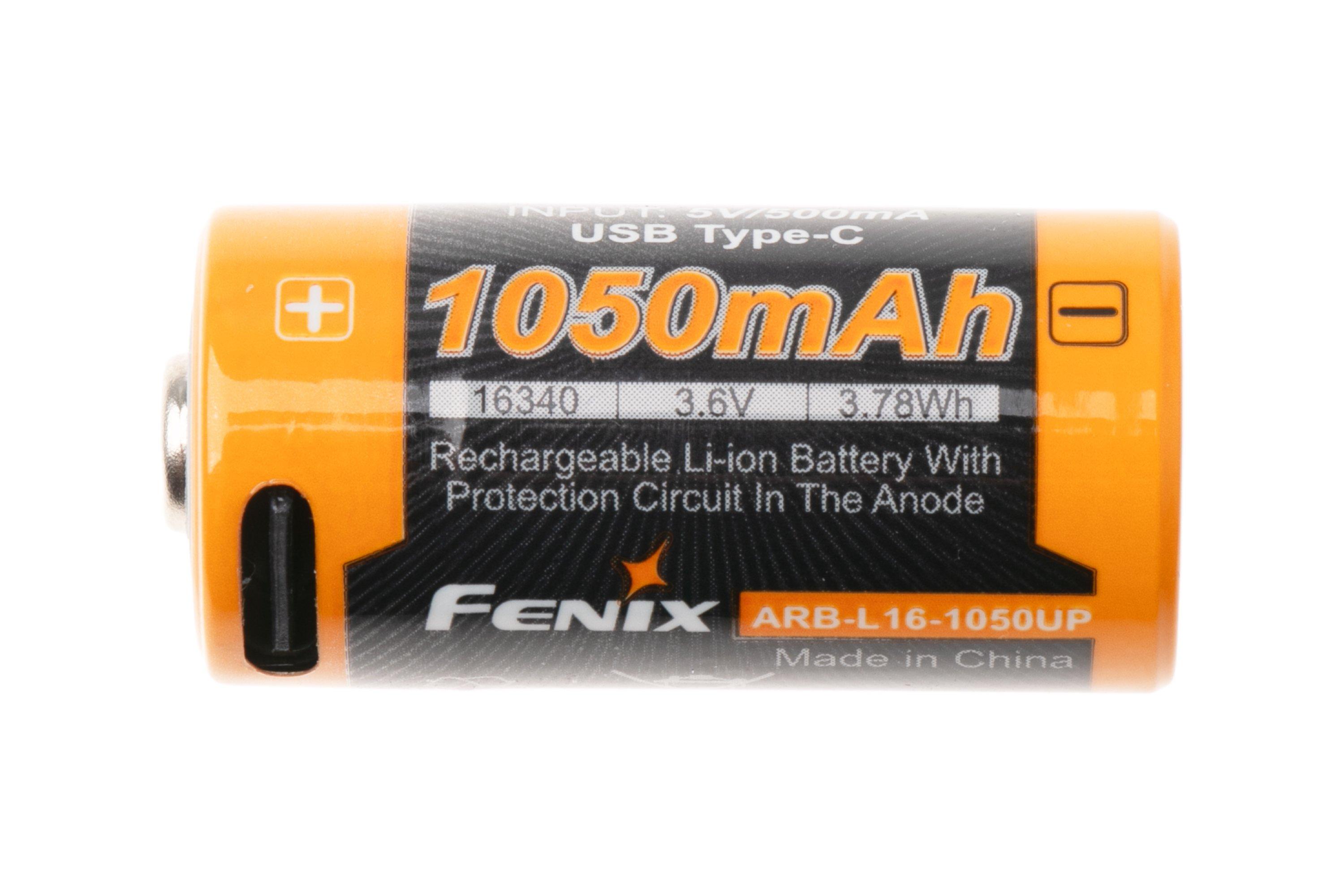 Fenix ARB-L16-1050UP, 16340 rechargeable battery, 1050 mAh Li-Ion ...