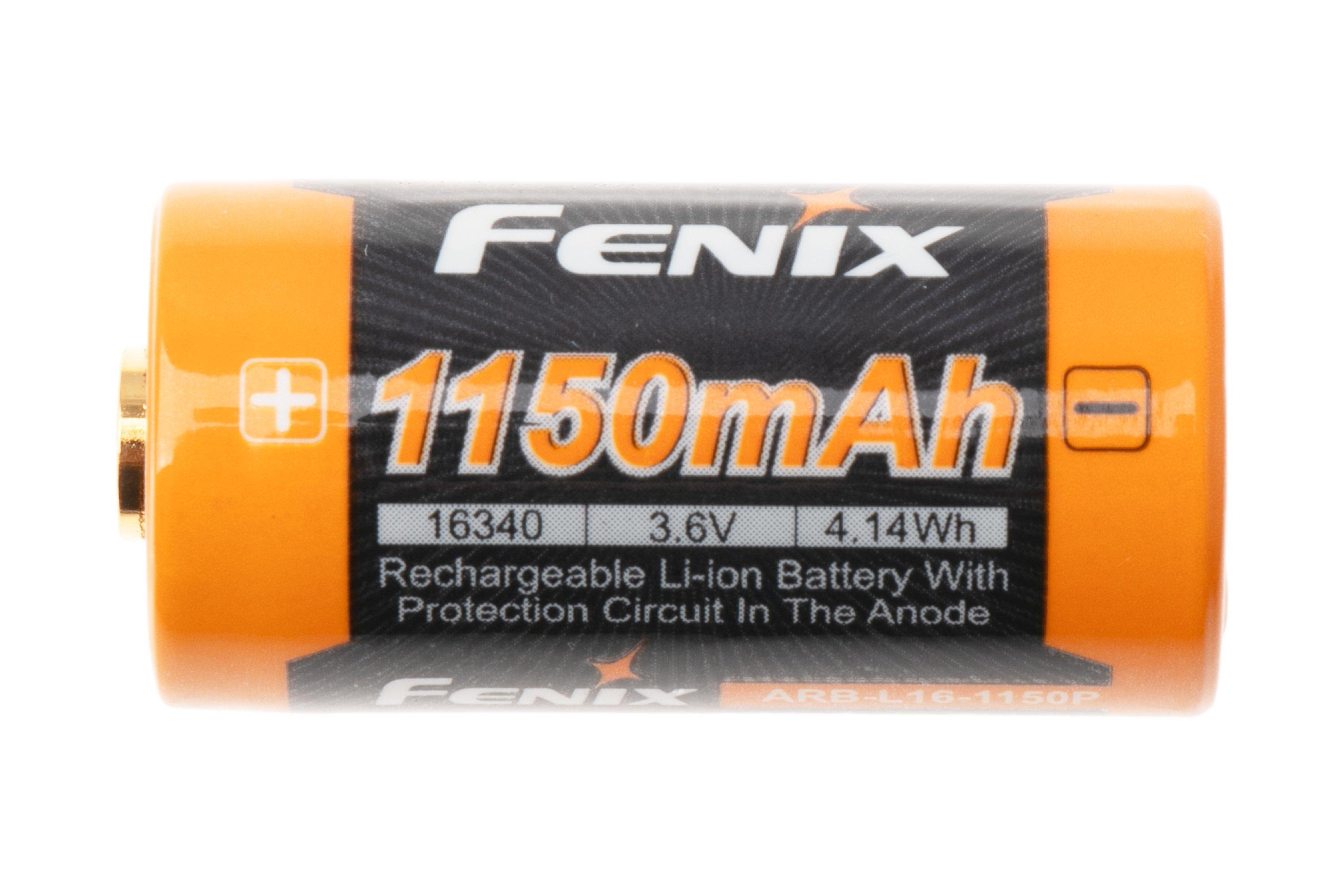 Fenix ARB-L16-1150P, 16340 rechargeable battery, 1150 mAh Li-Ion ...