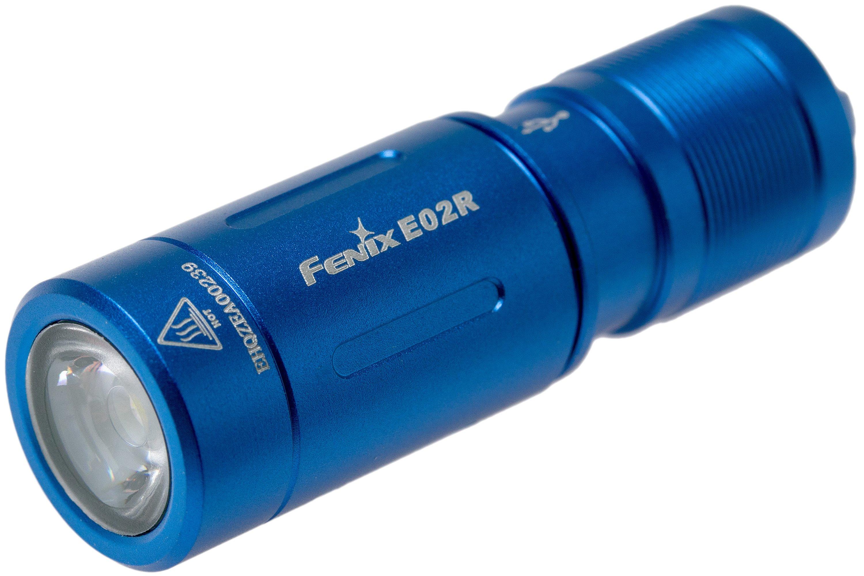 Fenix E02R rechargeable keychain flashlight, 200 lumens, blue ...
