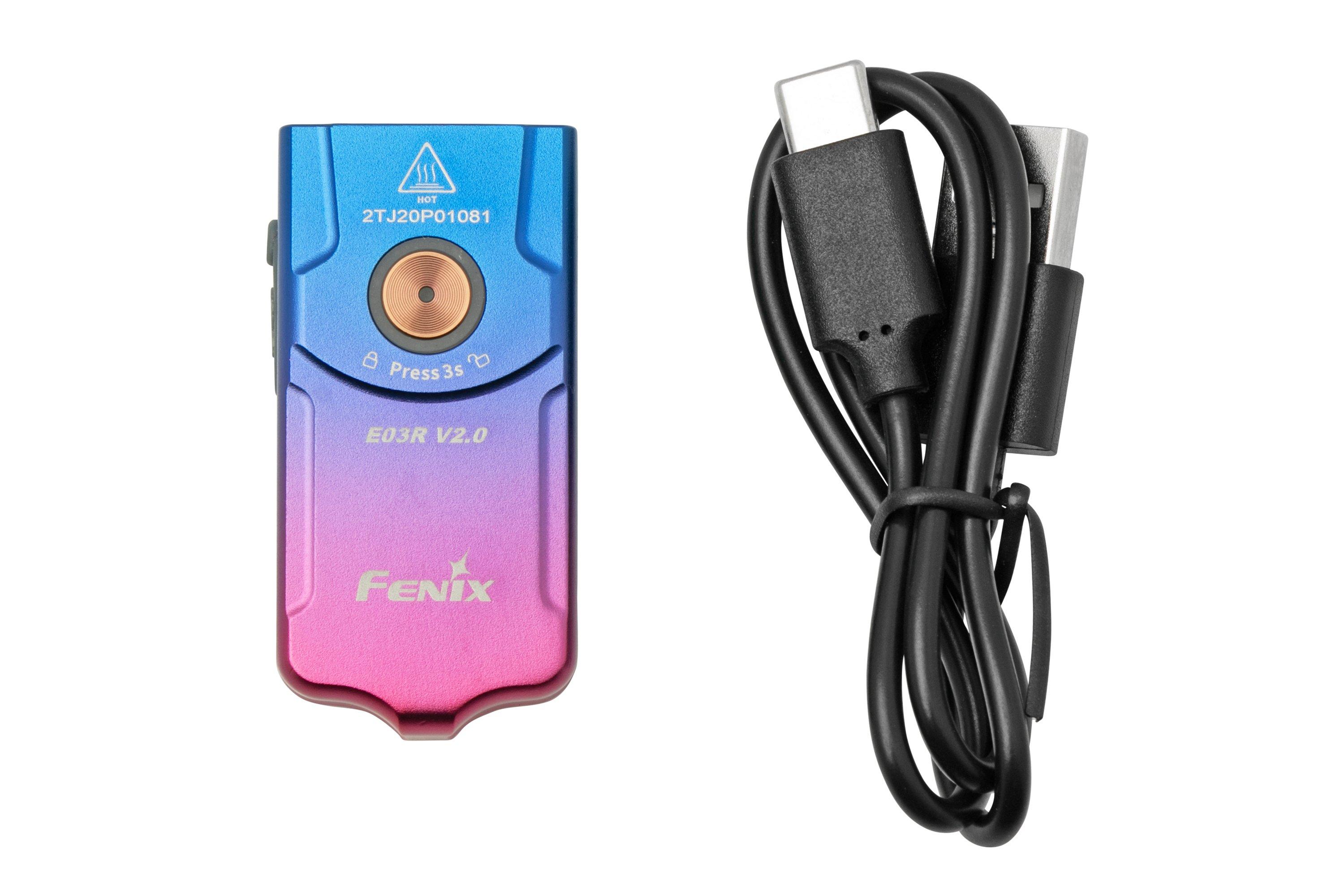 Fenix E03R V2.0 Nebula keychain flashlight, 500 lumens | Advantageously ...