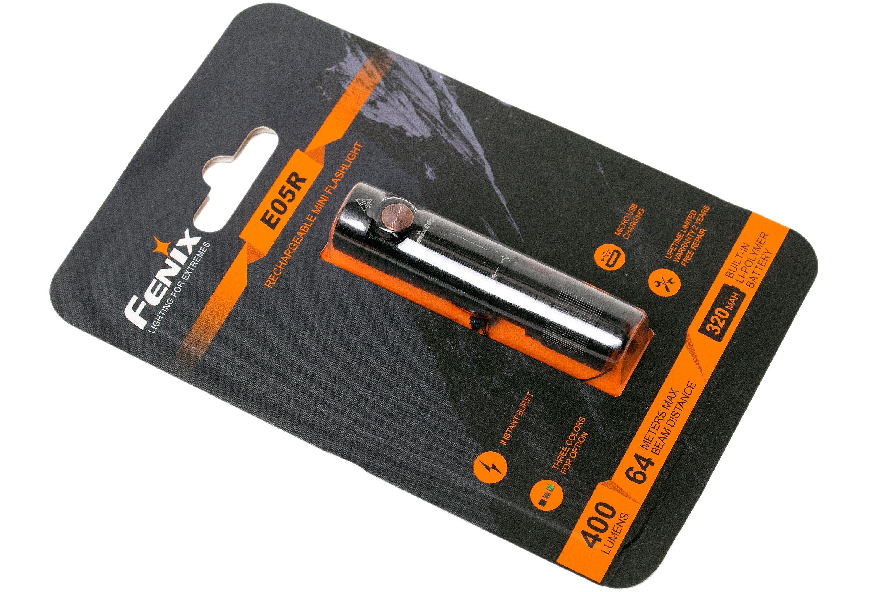 Fenix E05R rechargeable keychain flashlight, black | Advantageously ...