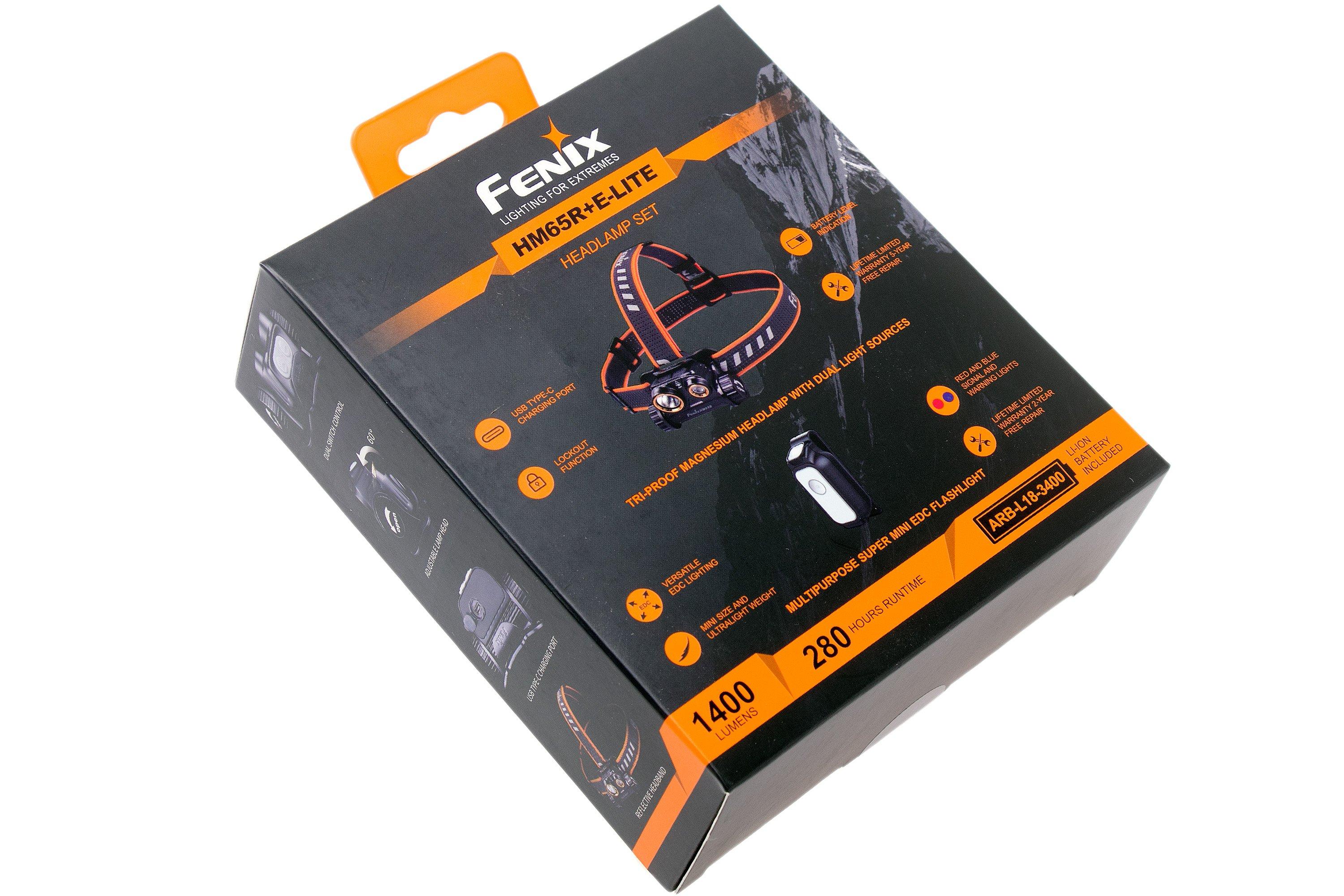 Fenix HM65R head torch with free Fenix E-LITE flashlight ...