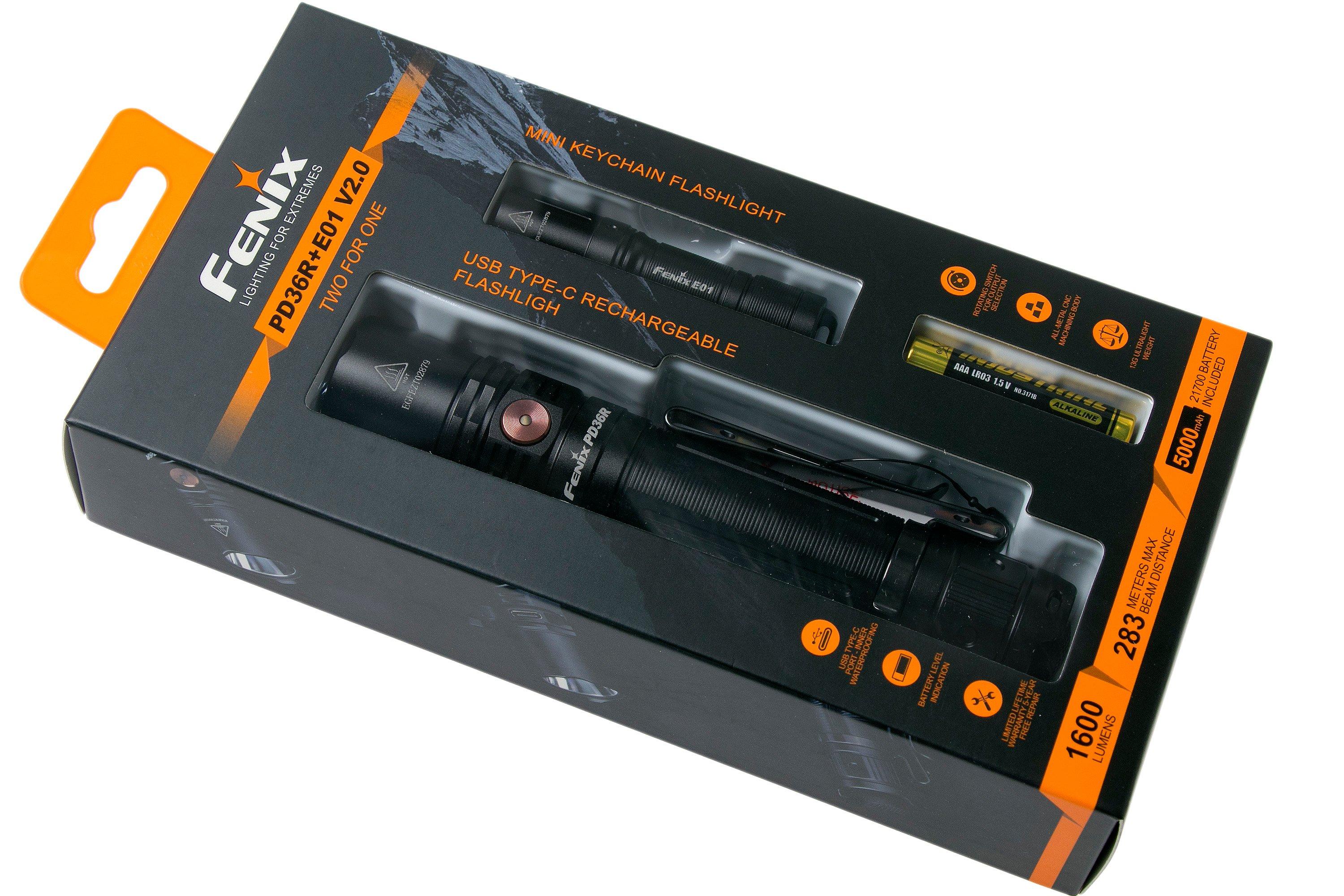 Fenix PD36R + E01 V2.0 | Compras con ventajas en Knivesandtools.es