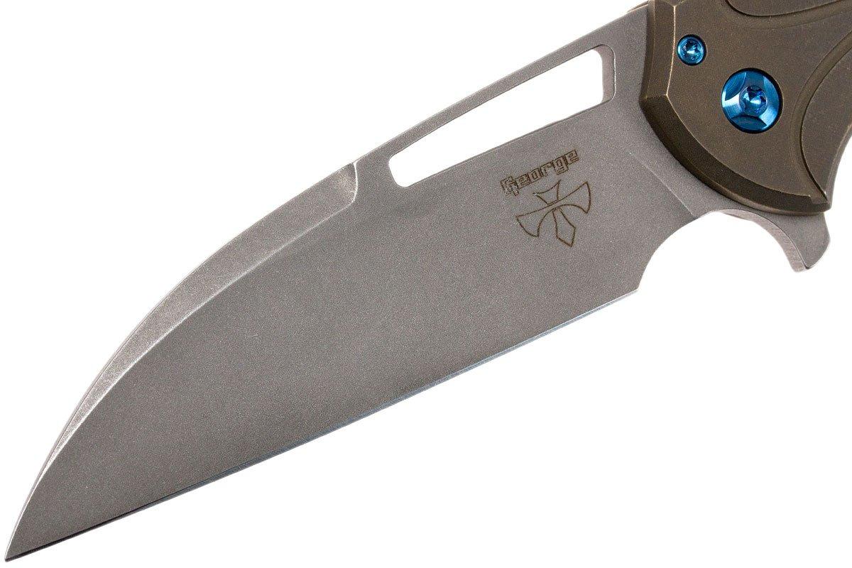 Ferrum Forge Masterblaster Flying V Bronze pocket knife, Les George ...