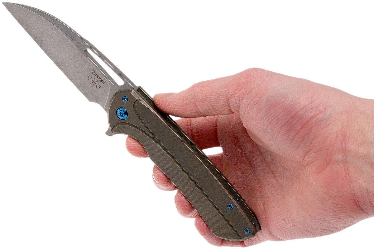 Ferrum Forge Masterblaster Flying V Bronze pocket knife, Les George ...