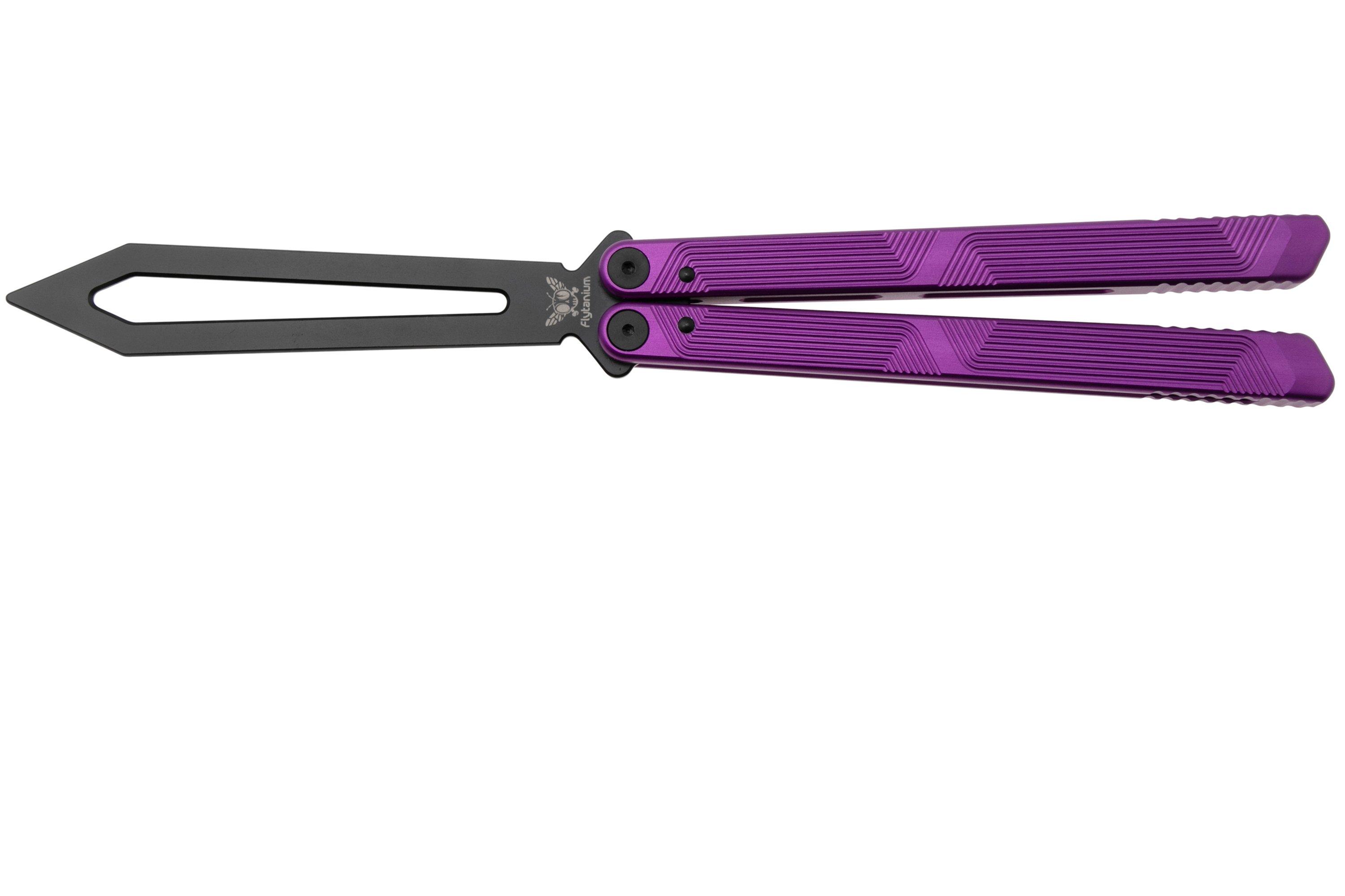 Flytanium Zenith Balisong Trainer 1261NPB Black, Nebula Purple Aluminum ...