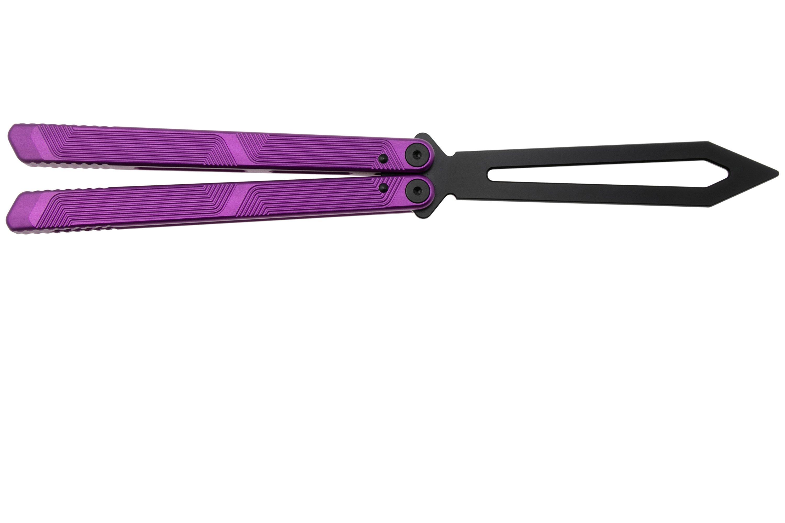 Flytanium Zenith Balisong Trainer 1261NPB Black, Nebula Purple Aluminum ...